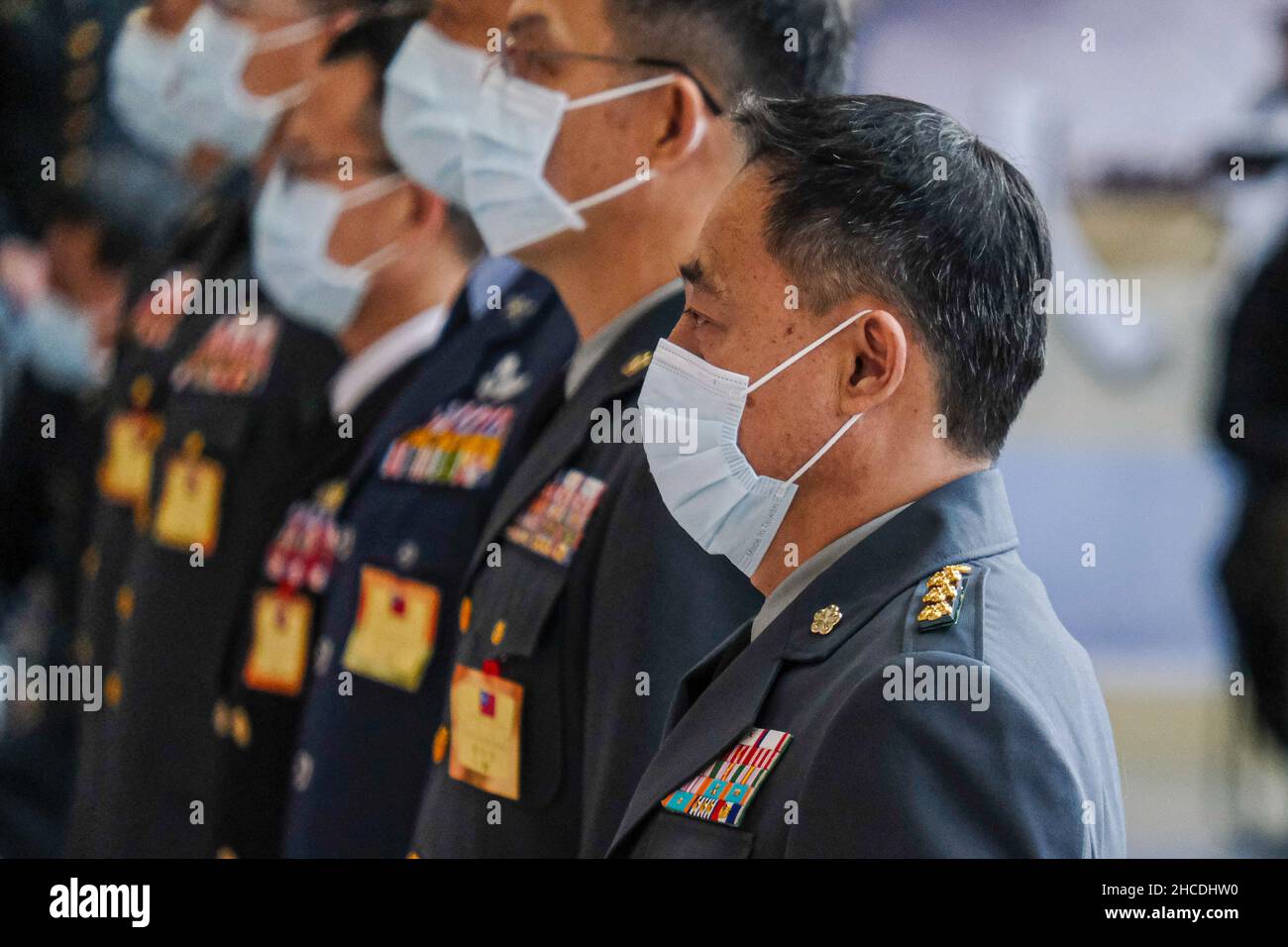 Newly promoted Taiwanese military generals and officers seen during ...