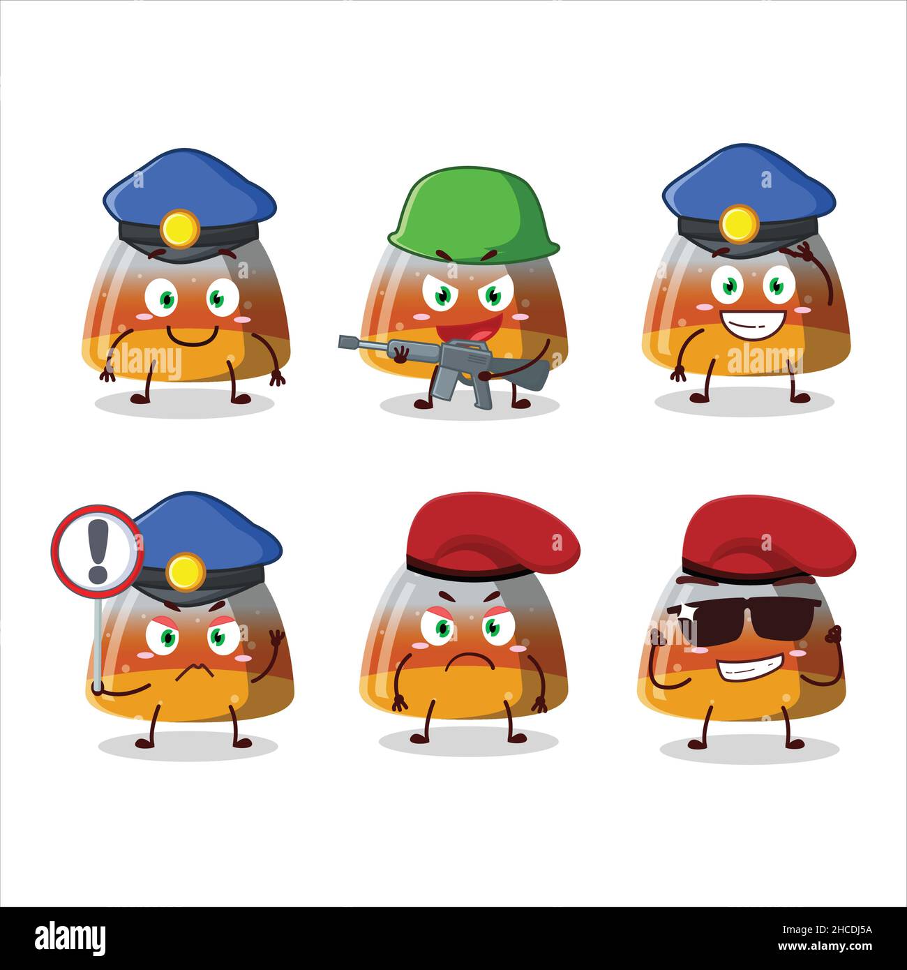 A dedicated Police officer of gummy corn mascot design style. Vector ...