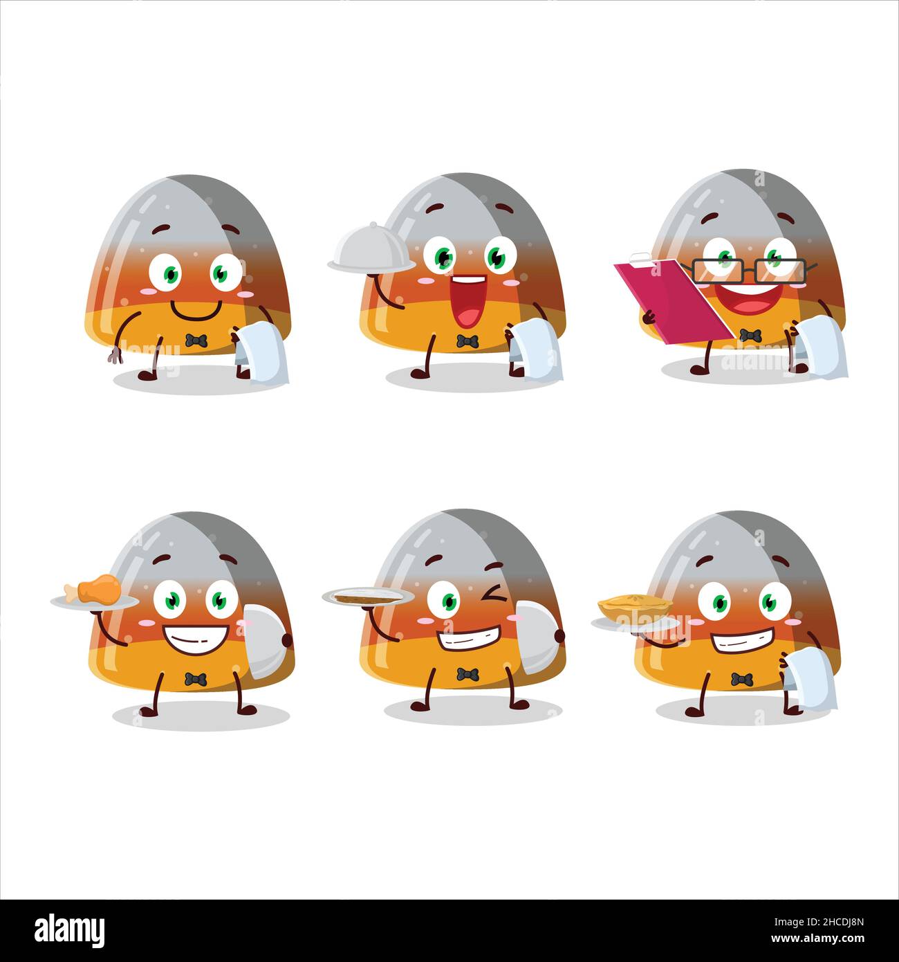 happy gummy corn waiter cartoon character holding a plate. Vector ...