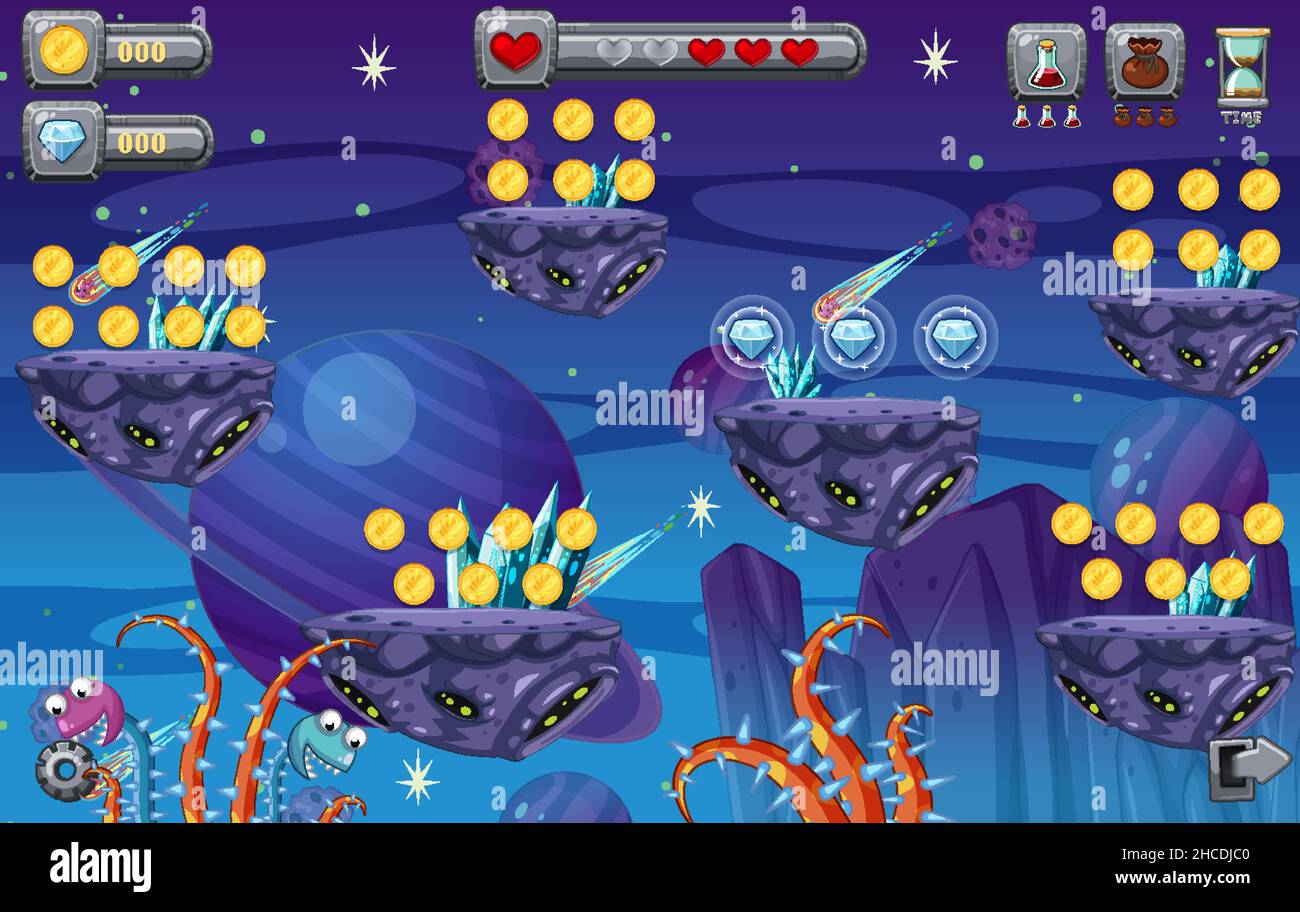 A Game Template Galaxy Space Scene illustration Stock Vector Image ...
