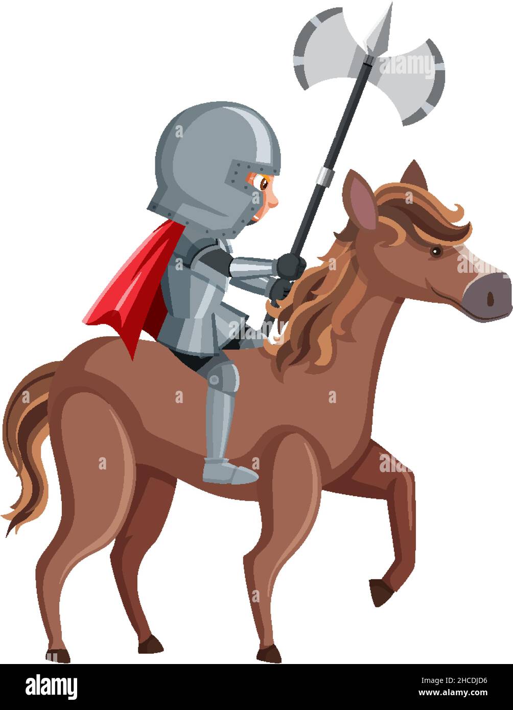 Knight riding horse cartoon character on white background illustration ...