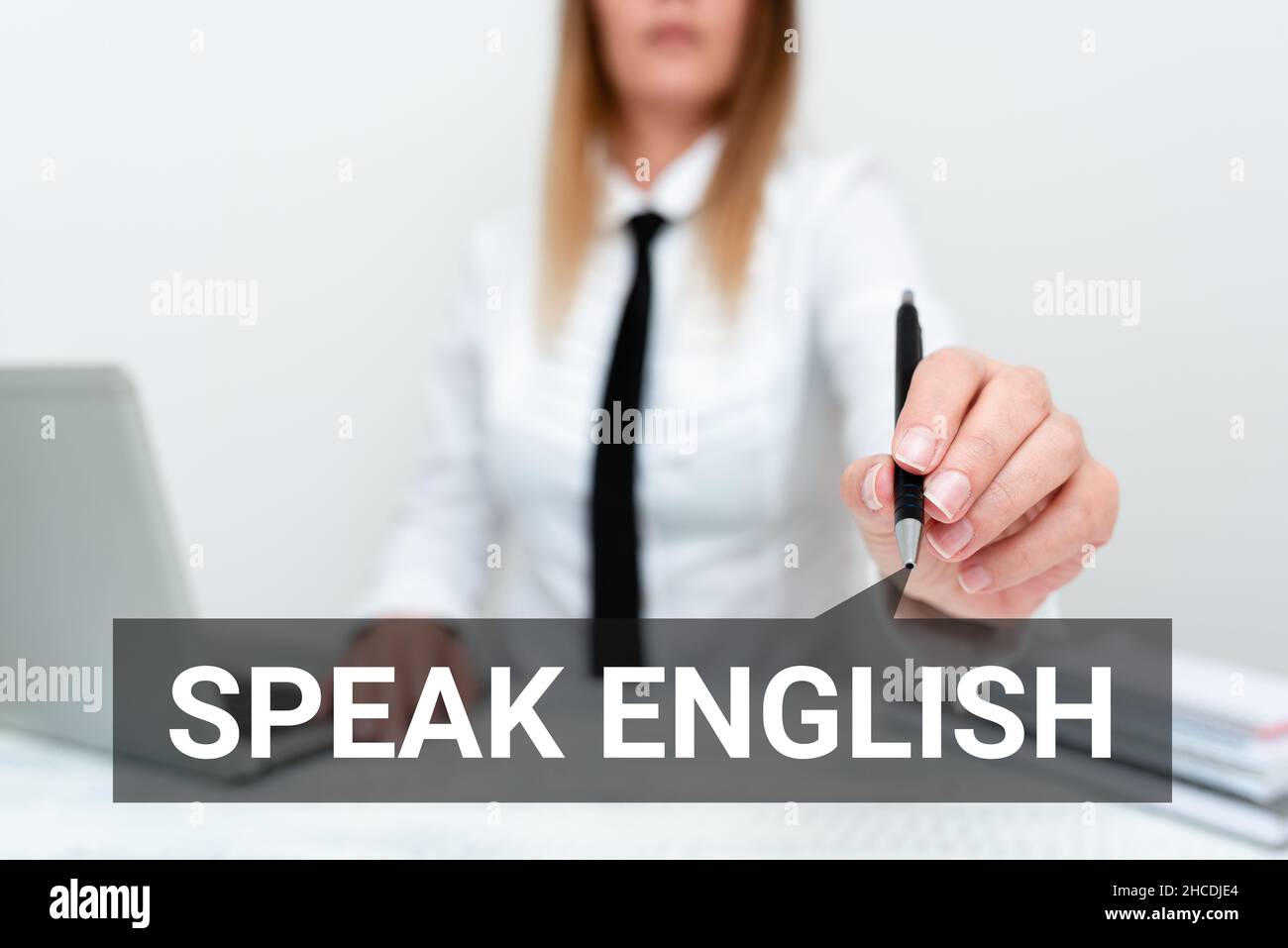 Text sign showing Speak English. Conceptual photo Study another Foreign ...