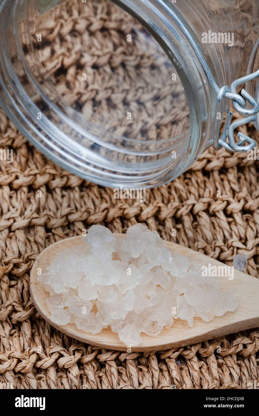 Water Kefir granules on wooden spoon Stock Photo - Alamy