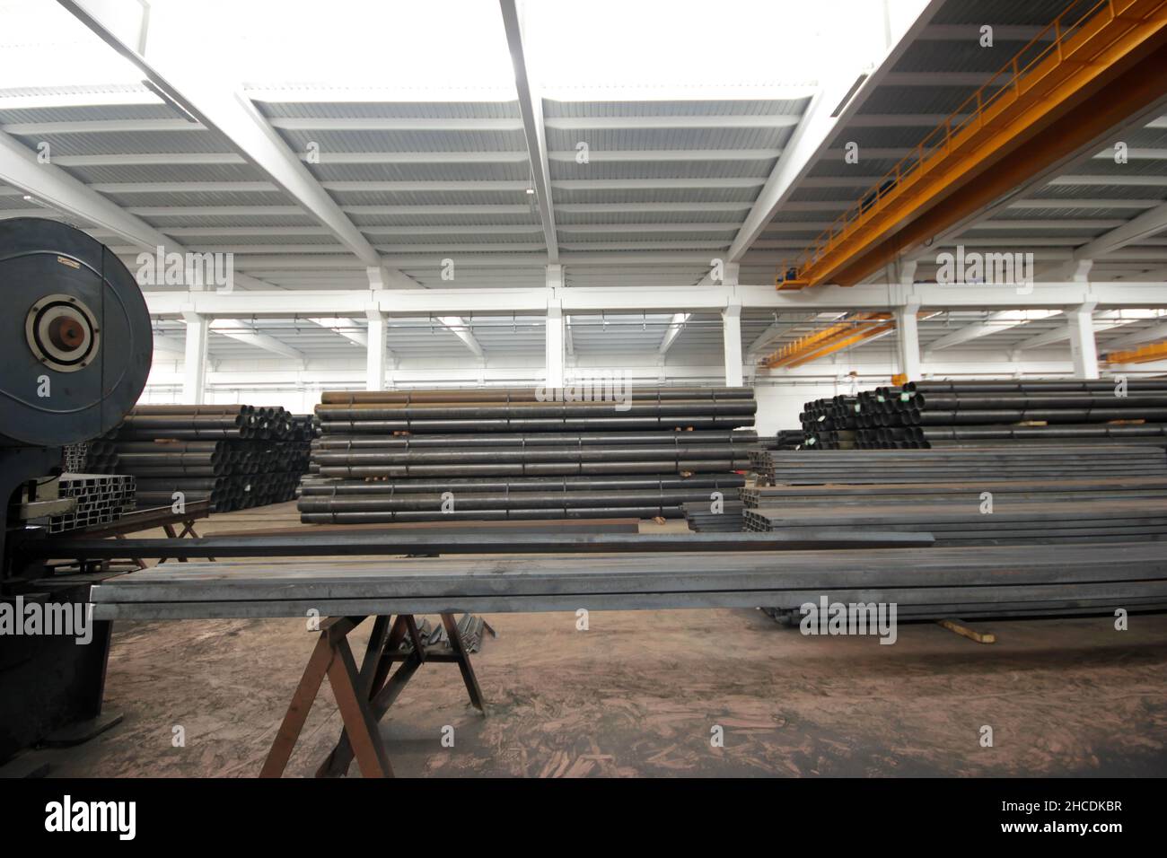 steel pipes inside the factory Stock Photo - Alamy