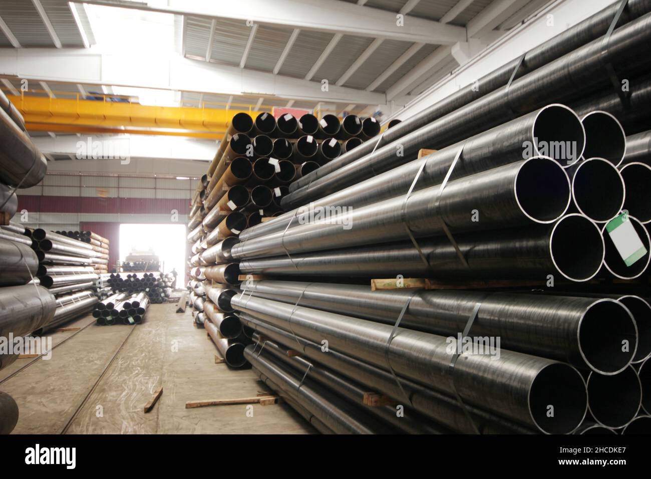 steel pipes inside the factory Stock Photo - Alamy