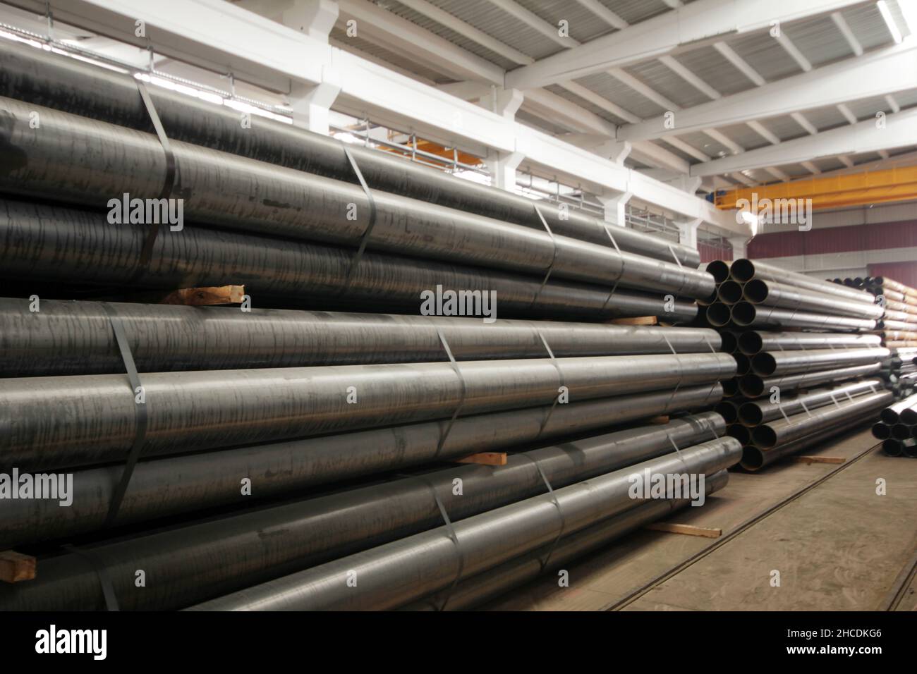 steel pipes inside the factory Stock Photo - Alamy