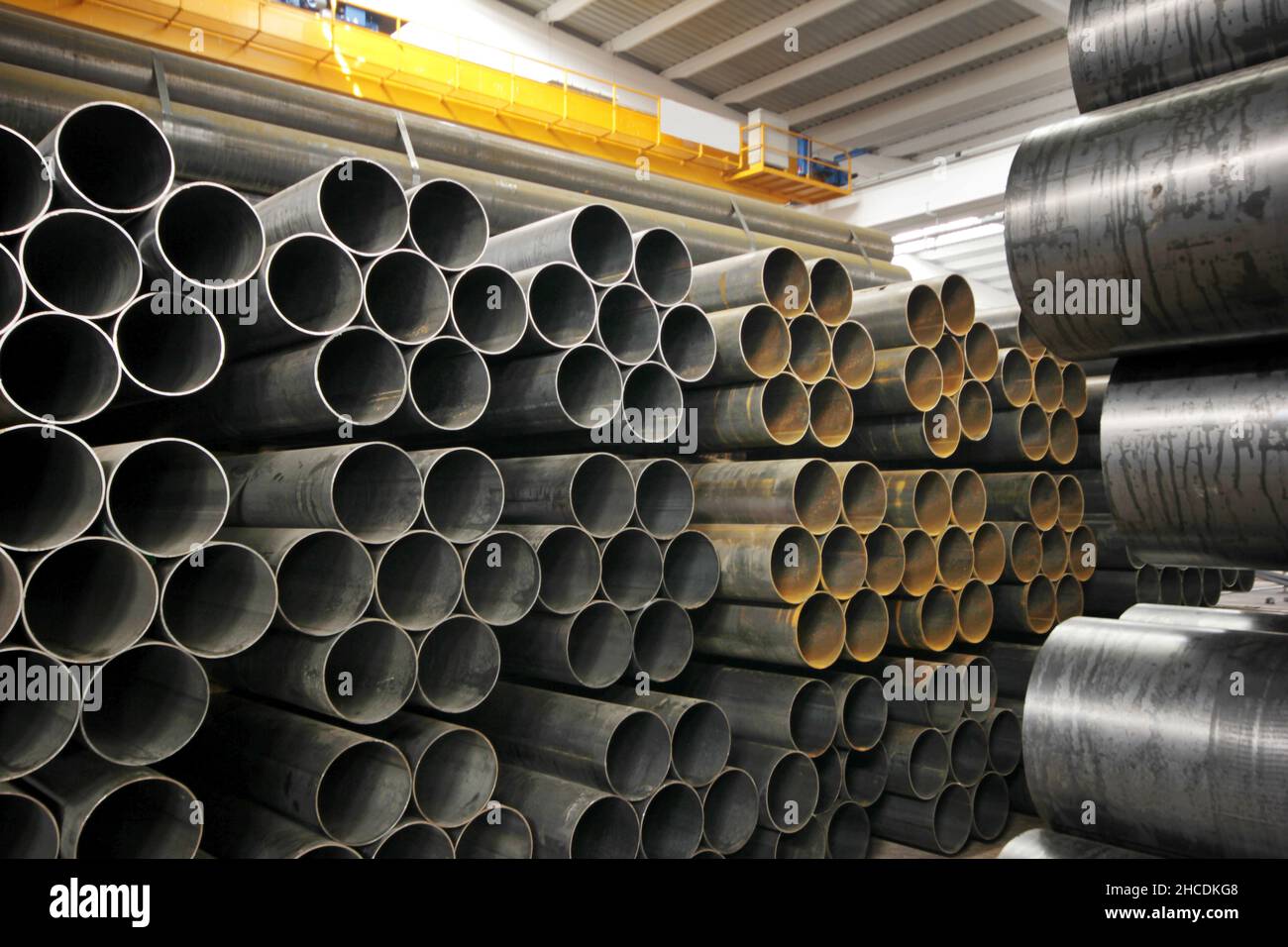 steel pipes inside the factory Stock Photo - Alamy