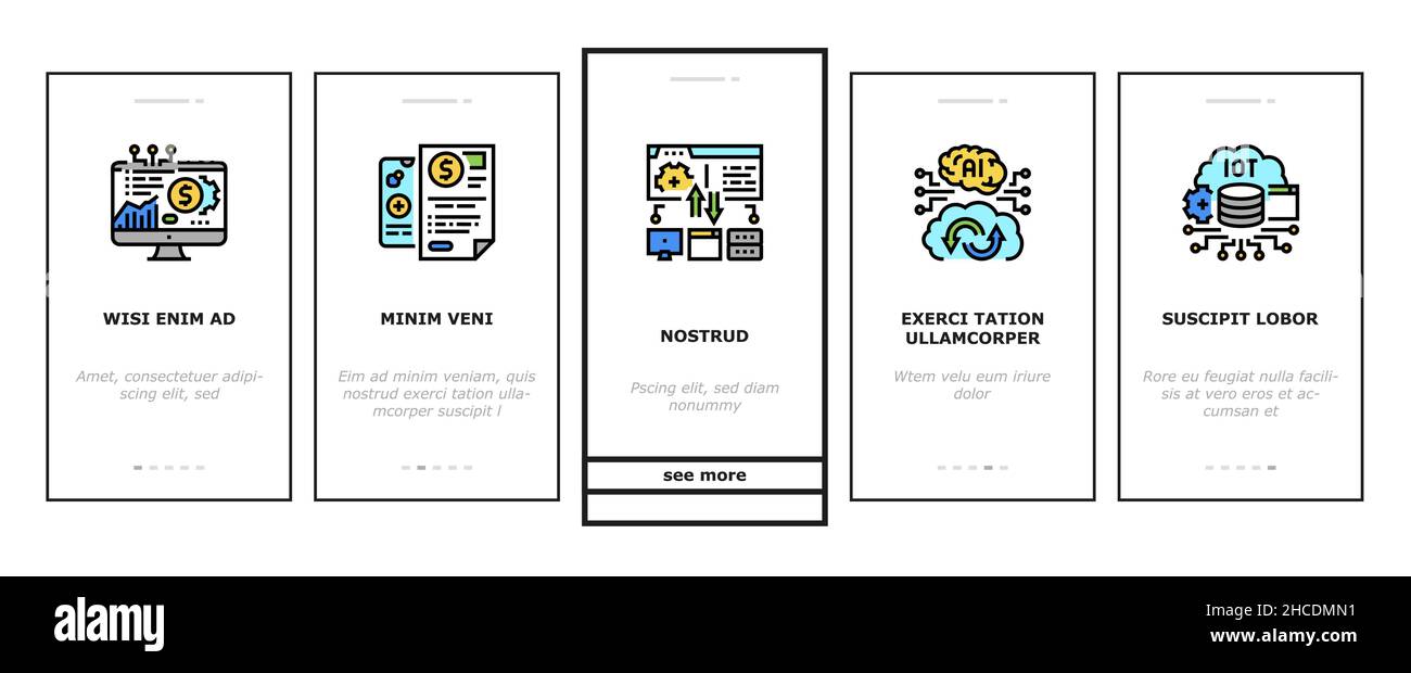 Fintech Financial Technology Onboarding Icons Set Vector Stock Vector ...