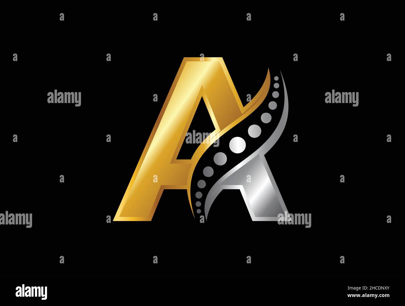 Initial A monogram letter alphabet with chiropractic spine logo. Spinal ...