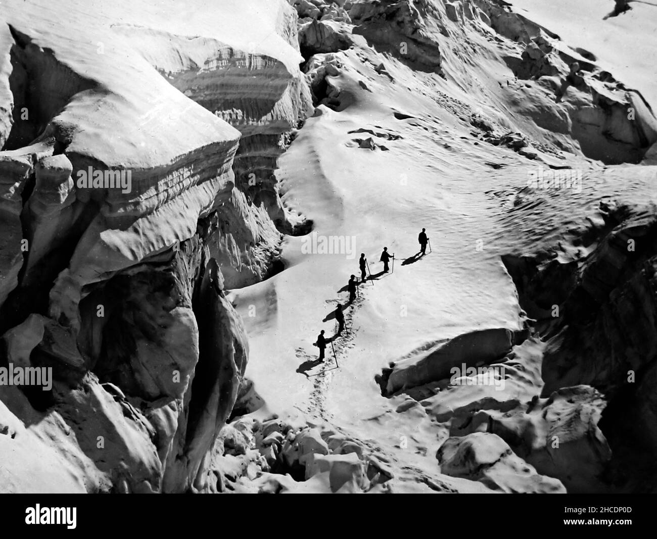 Climbing in the French Alps, Victorian period Stock Photo - Alamy