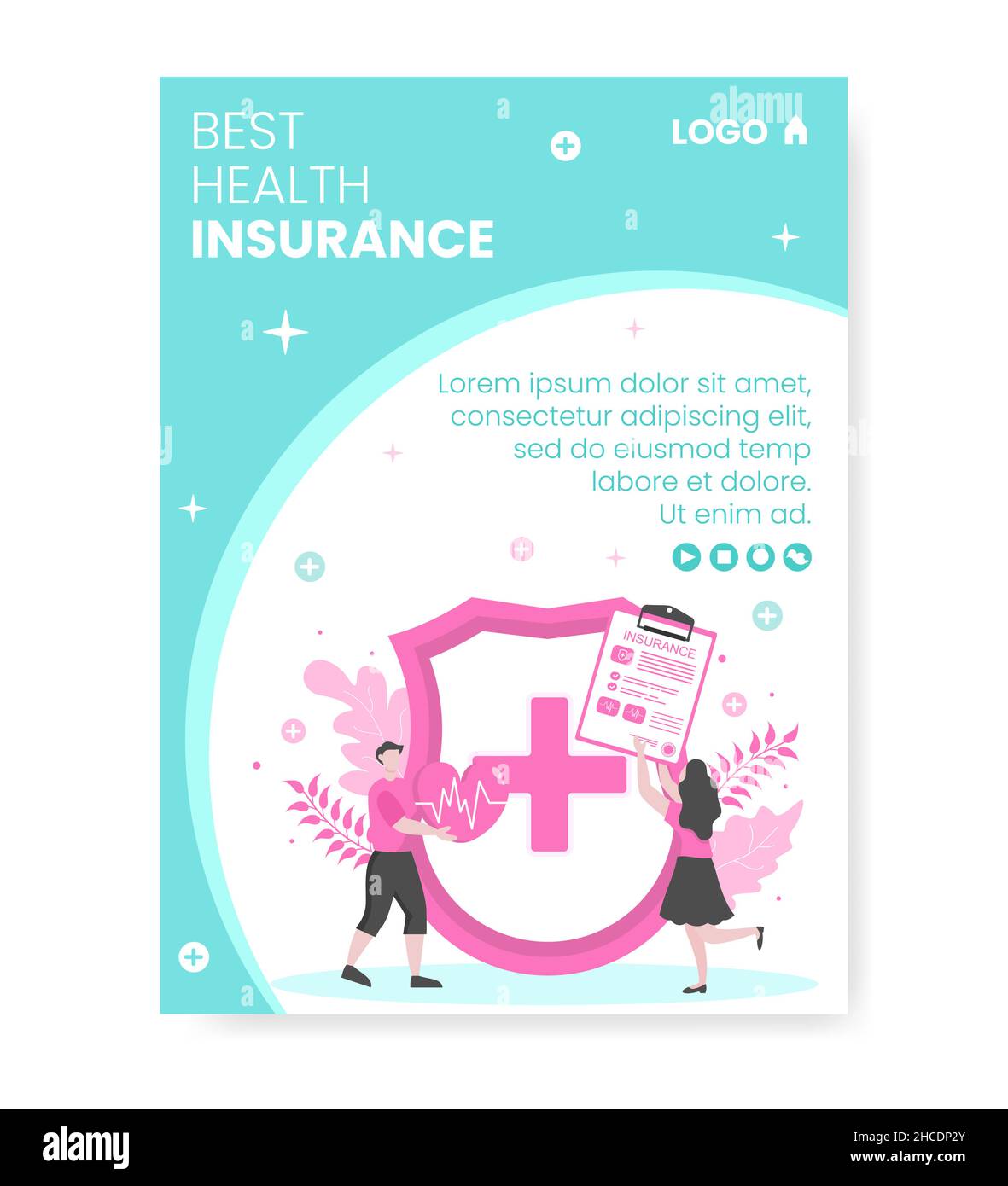 Health Care Post Template Flat Design Illustration Editable of Square ...