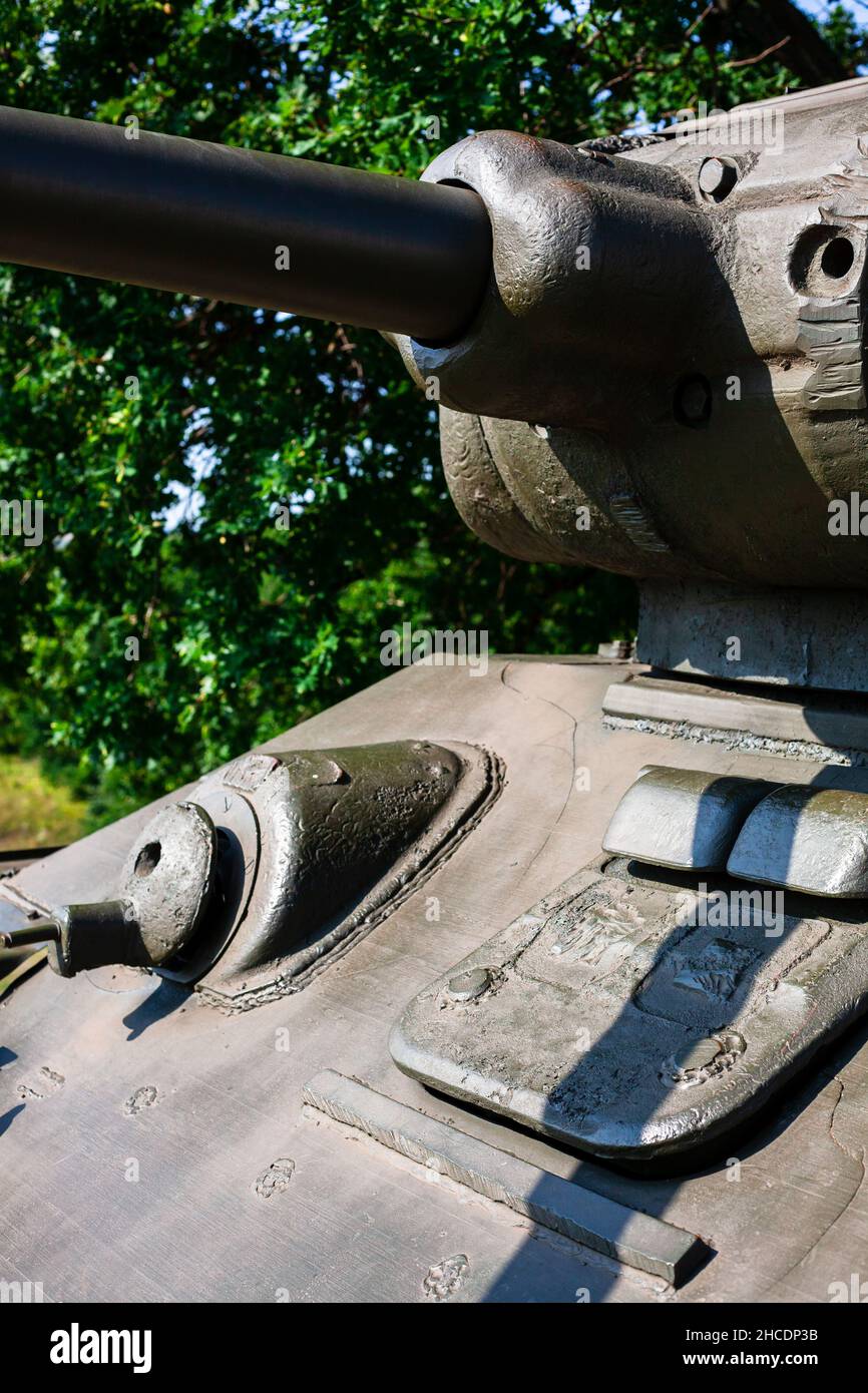 Close up of machine gun and metal hatch on soviet tank from Second ...