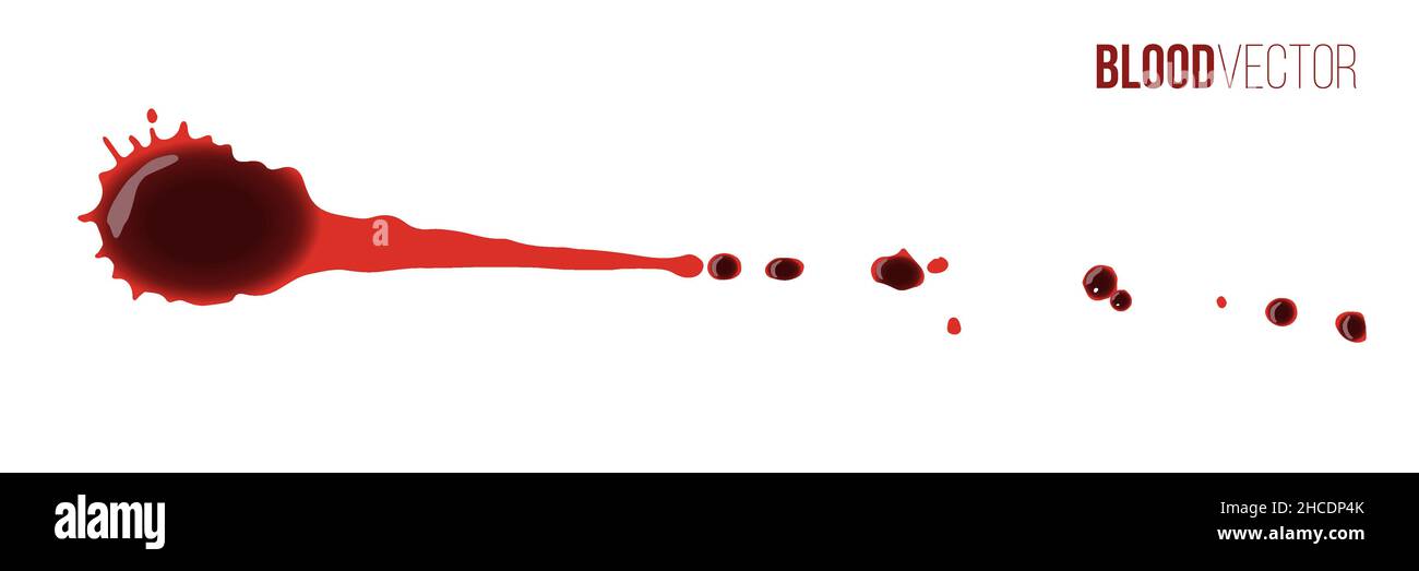 Blood drops set. Red splattered stains, splash, drip liquid spots ...