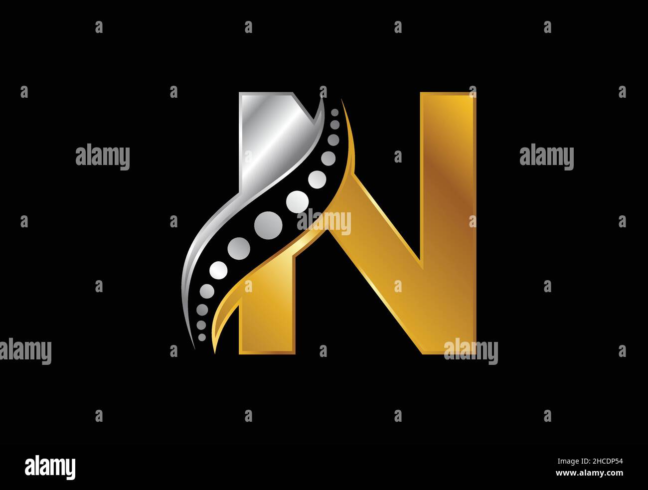 Initial N monogram letter alphabet with chiropractic spine logo. Spinal ...