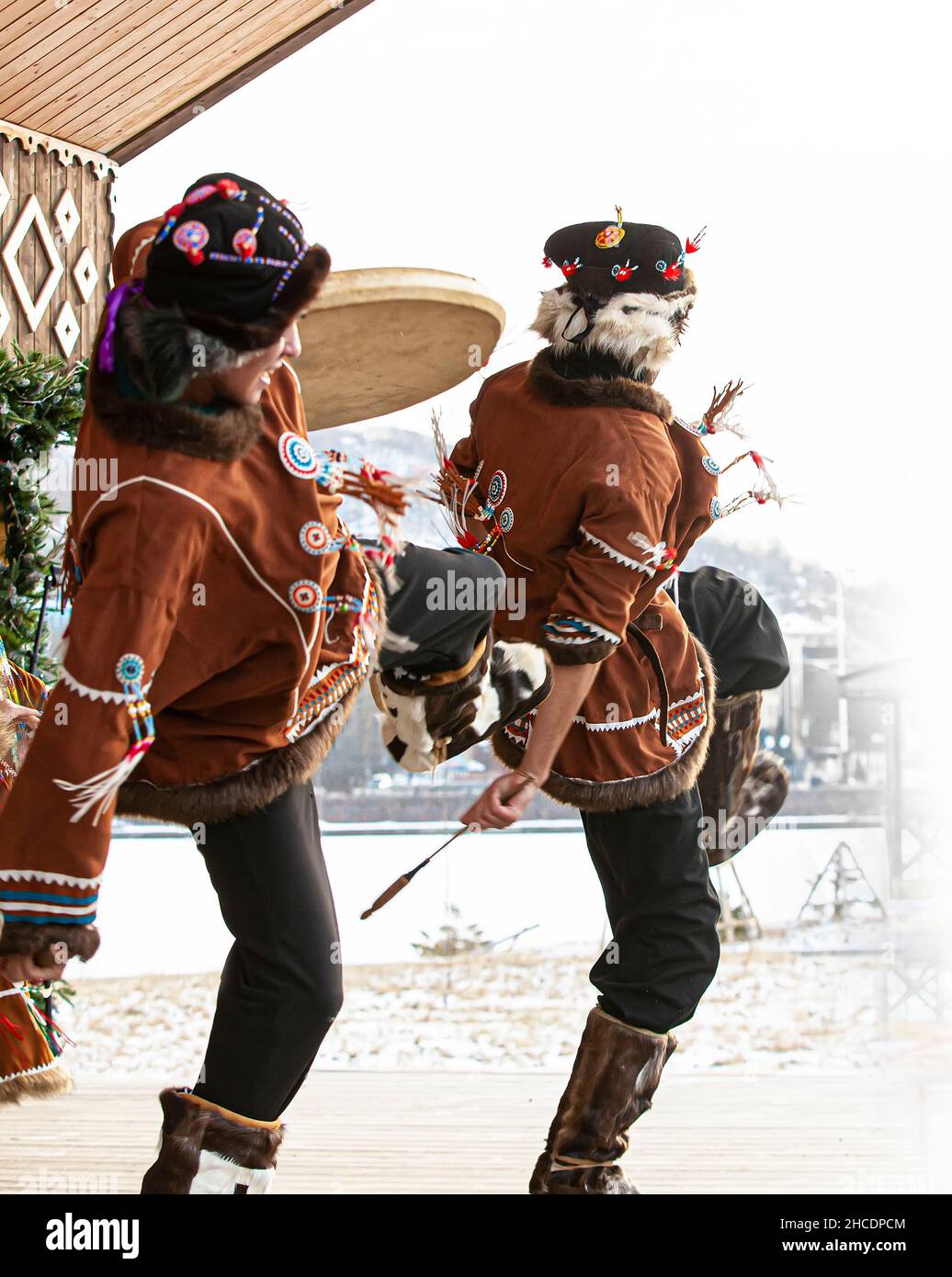 Folk ensemble performance in dress of indigenous people of Kamchatka ...