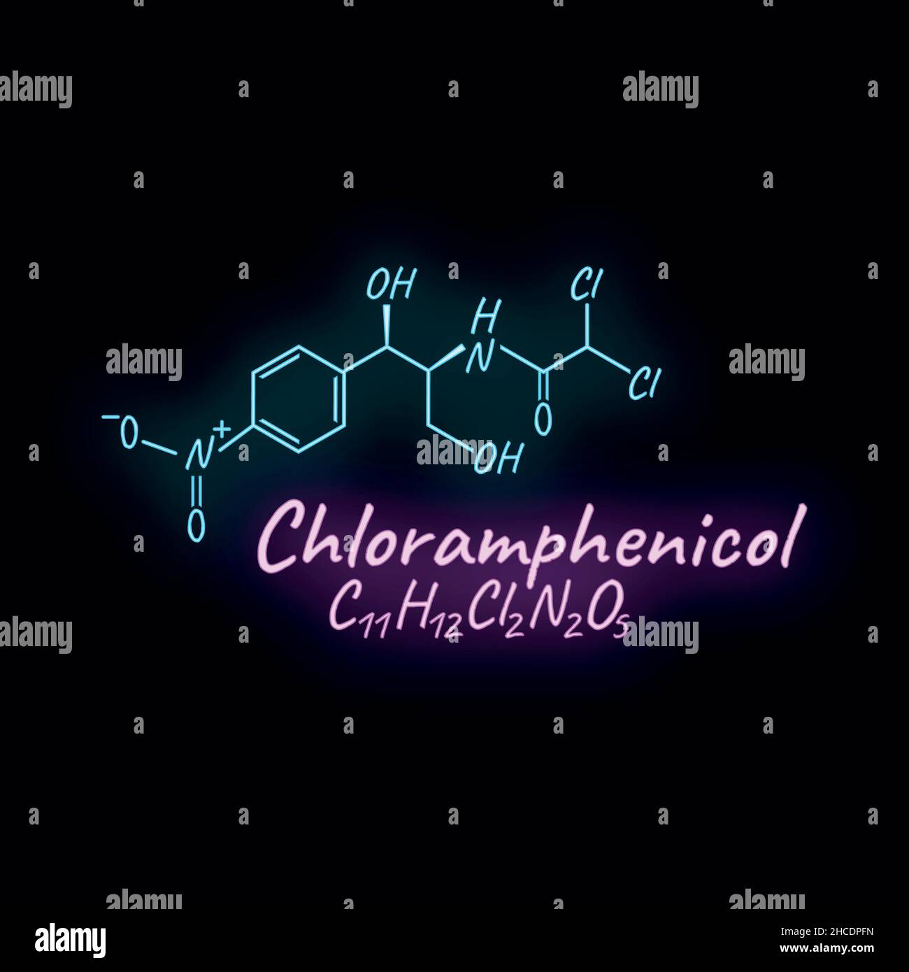 Chloramphenicol antibiotic drug chemical structure hi-res stock ...