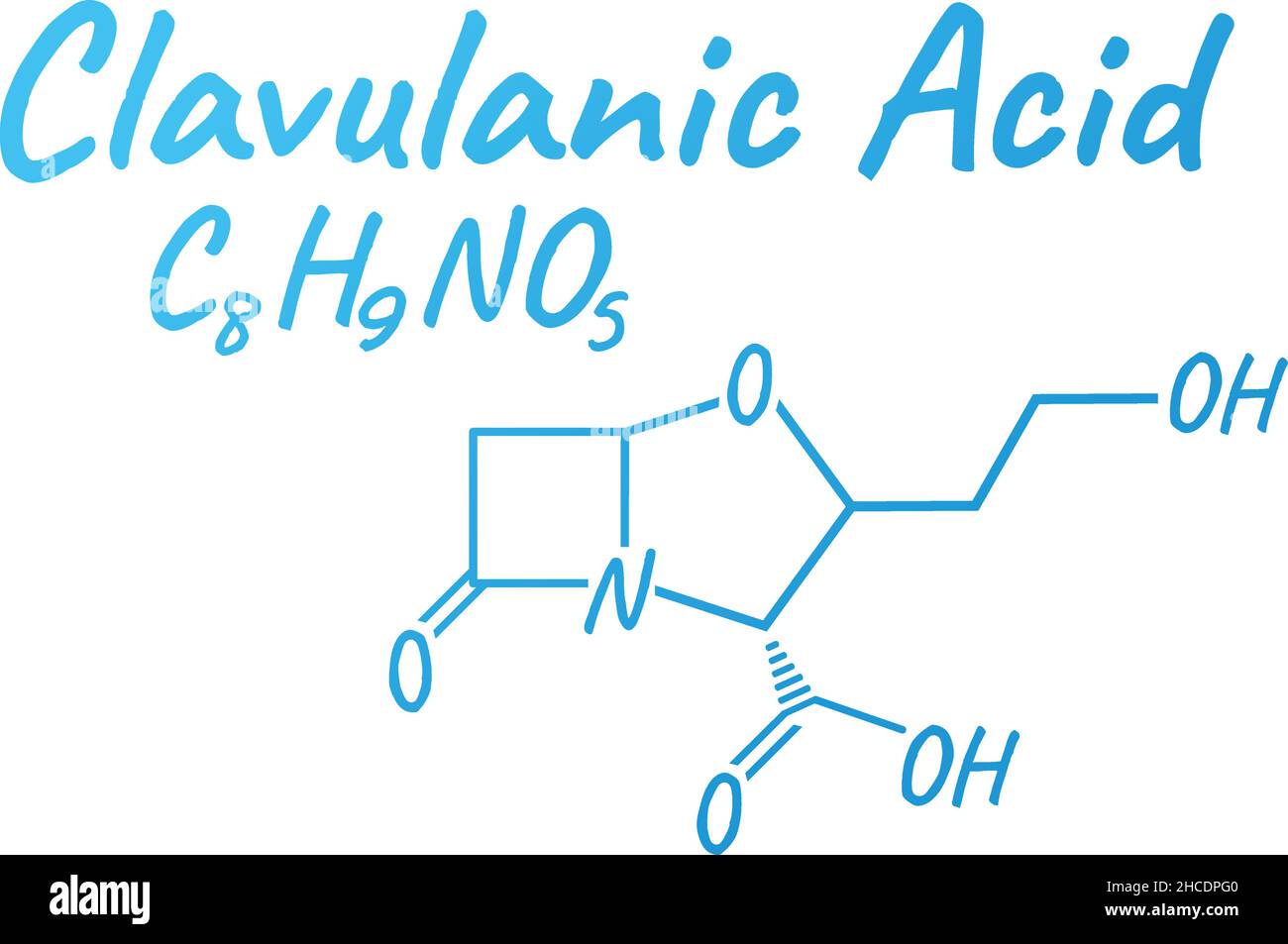 Clavulanic acid antibiotic chemical formula and composition, concept ...