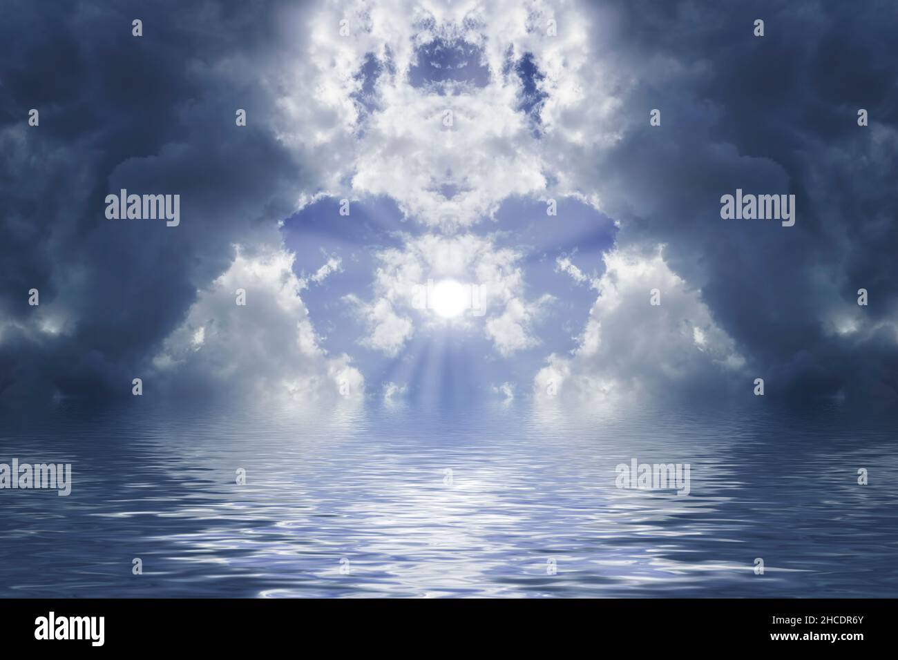 entrance to heaven clouds water reflection in the center window in the ...