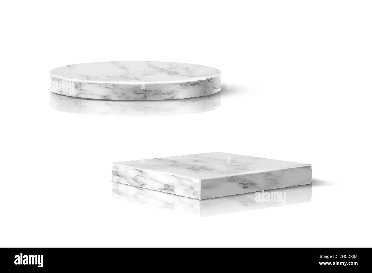 Gray marble round and square podiums for product. 3d pedestals in stone ...