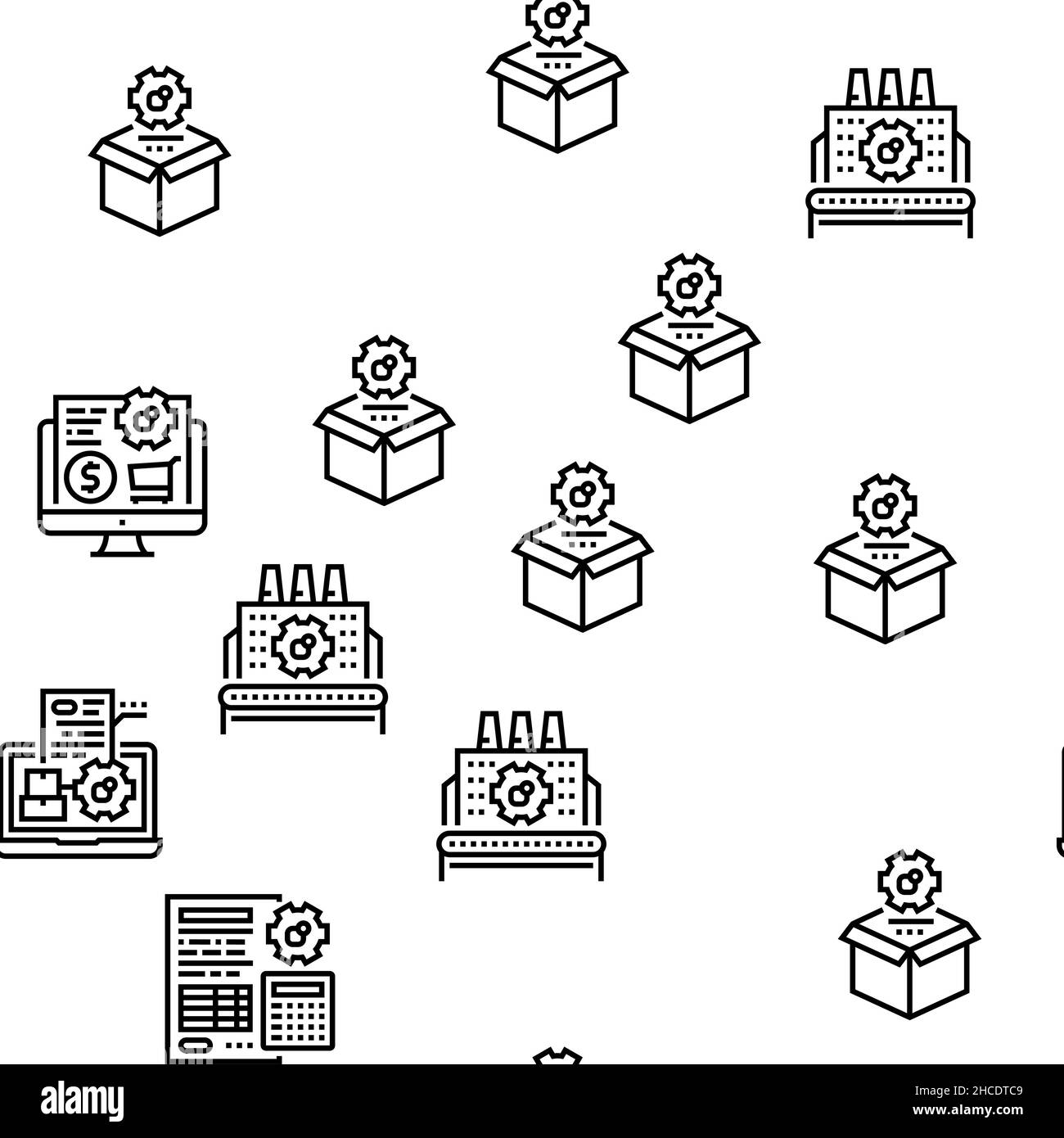 Erp Enterprise Resource Planning Vector Seamless Pattern Stock Vector