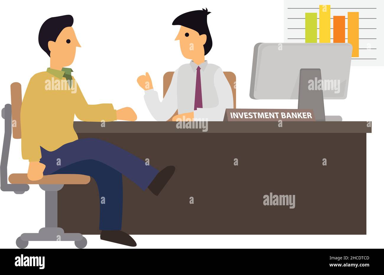 Man talking with investment banker in his office. Concept of investment ...