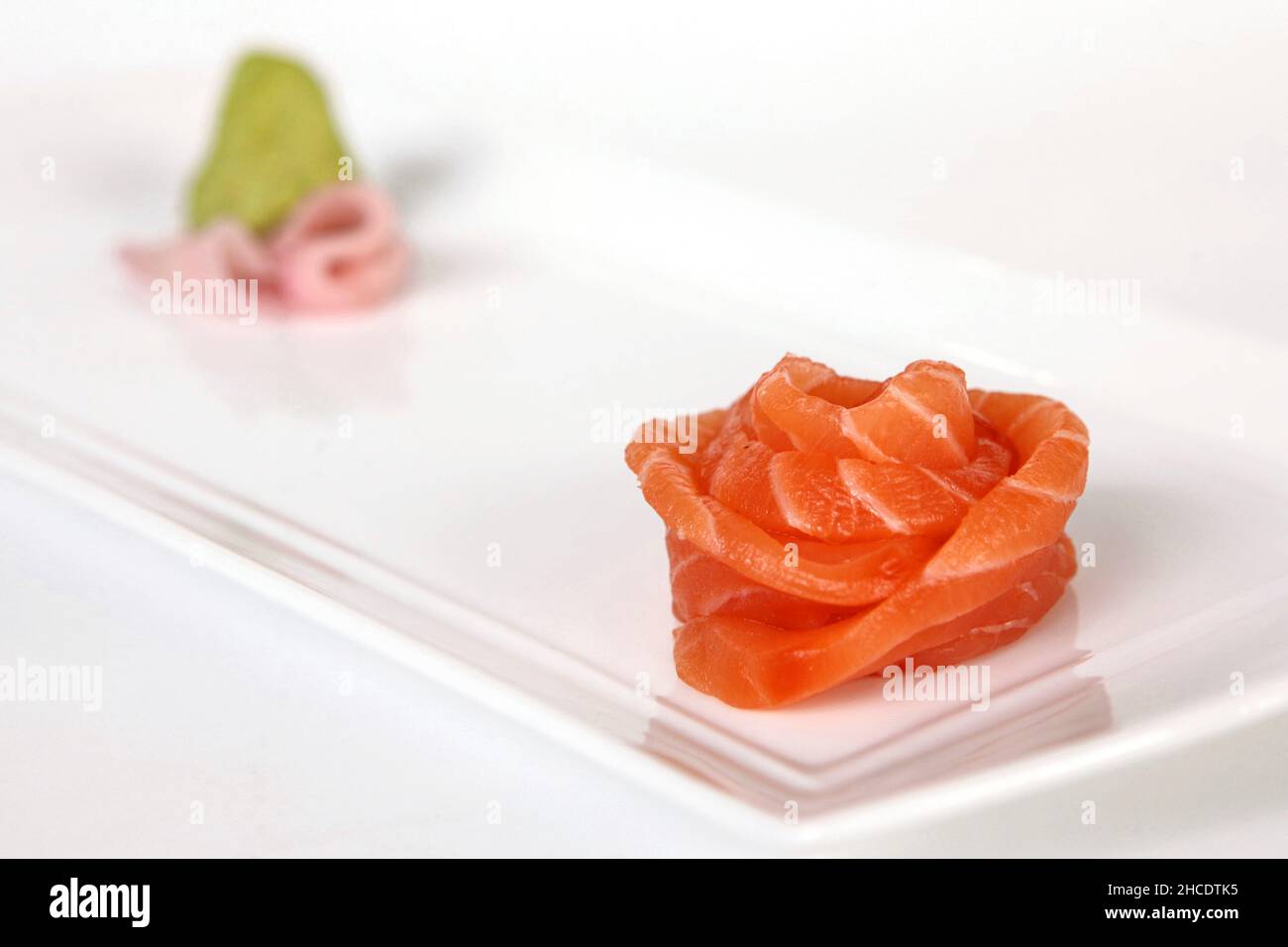 Raw salmon rose Sashimi Stock Photo - Alamy