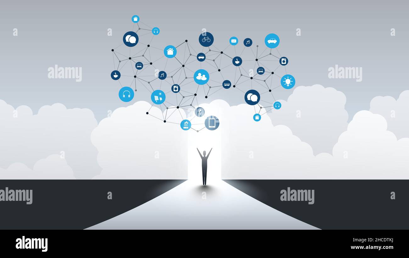 New Possibilities - Business, Solutions Finding, Cloud Computing Design Concept with a Standing ...