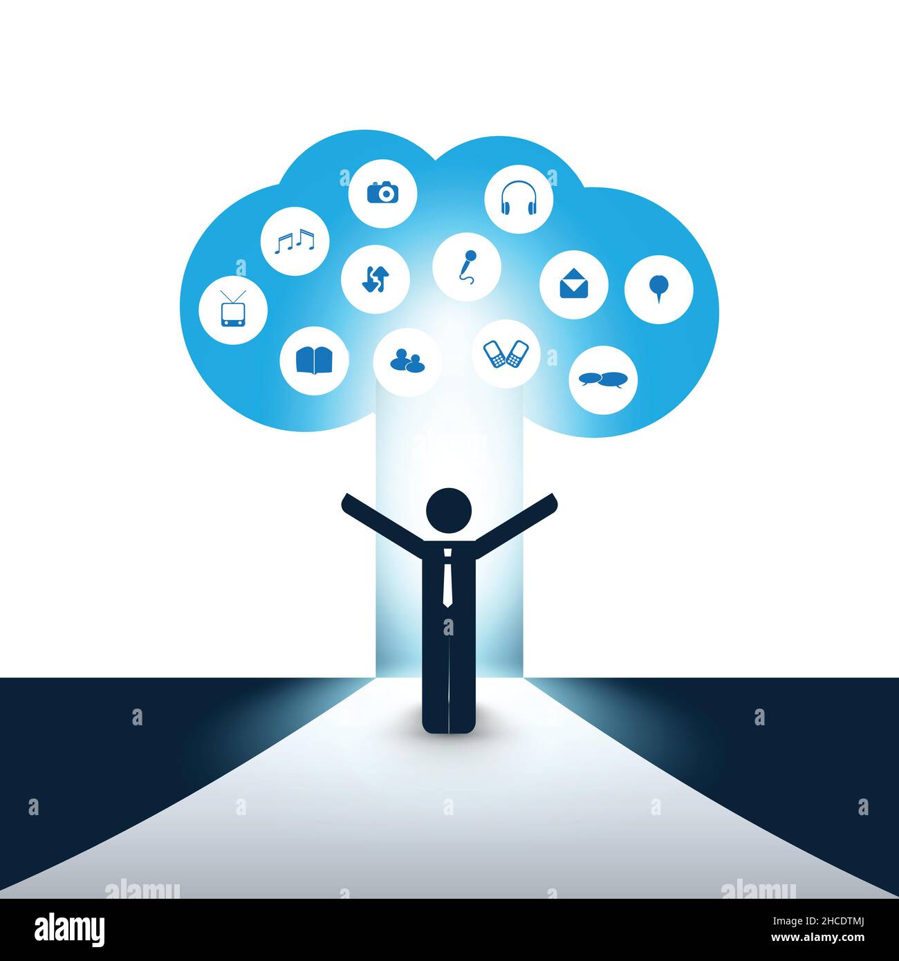 New Possibilities - Business, Solutions Finding, Cloud Computing Design Concept with a Standing ...