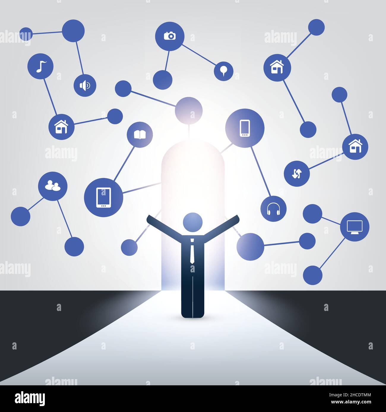 New Possibilities - Business, Solutions Finding, Cloud Computing Design Concept with a Standing ...