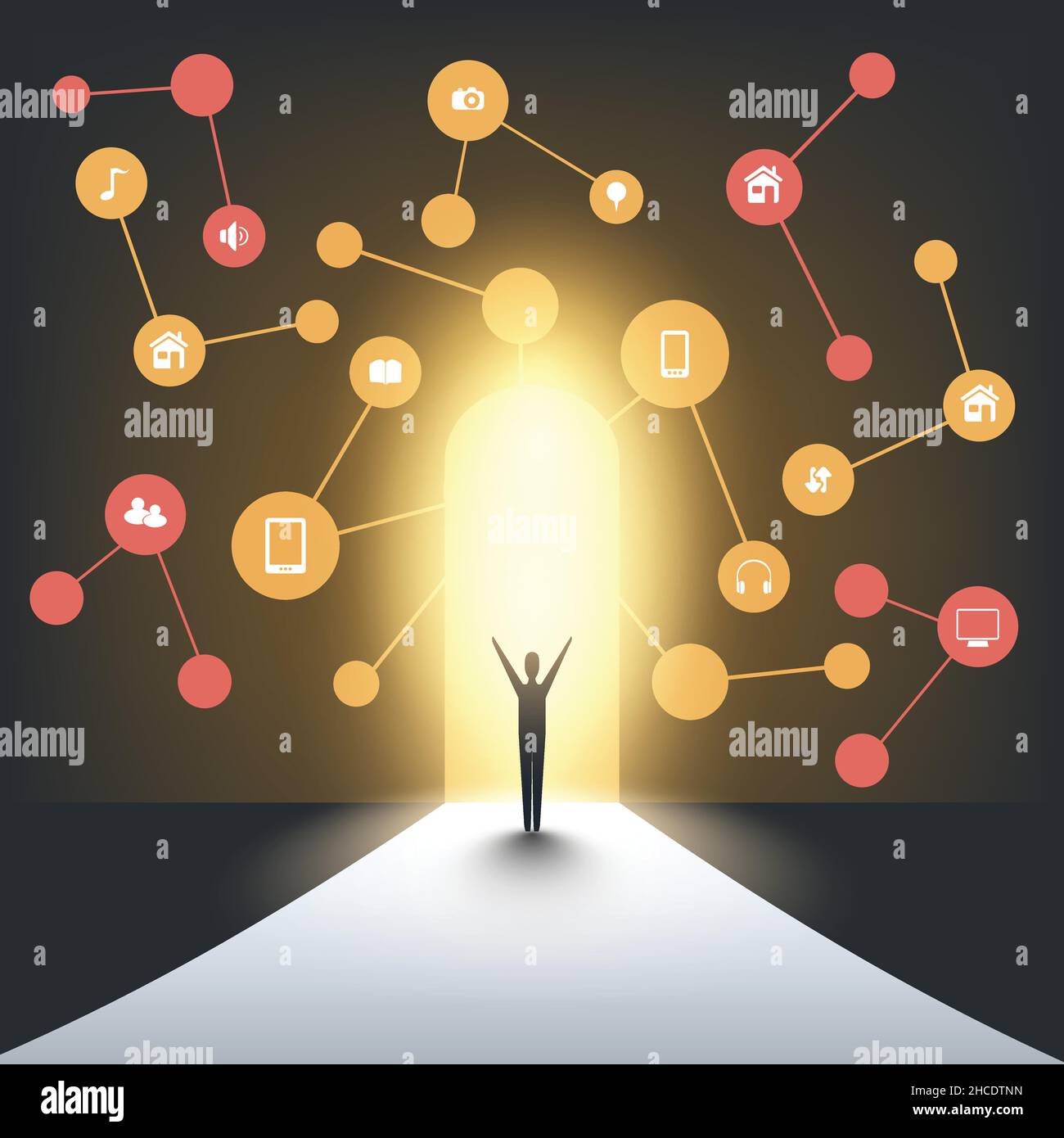 New Possibilities - Business, Solutions Finding, Cloud Computing Design Concept with a Standing ...