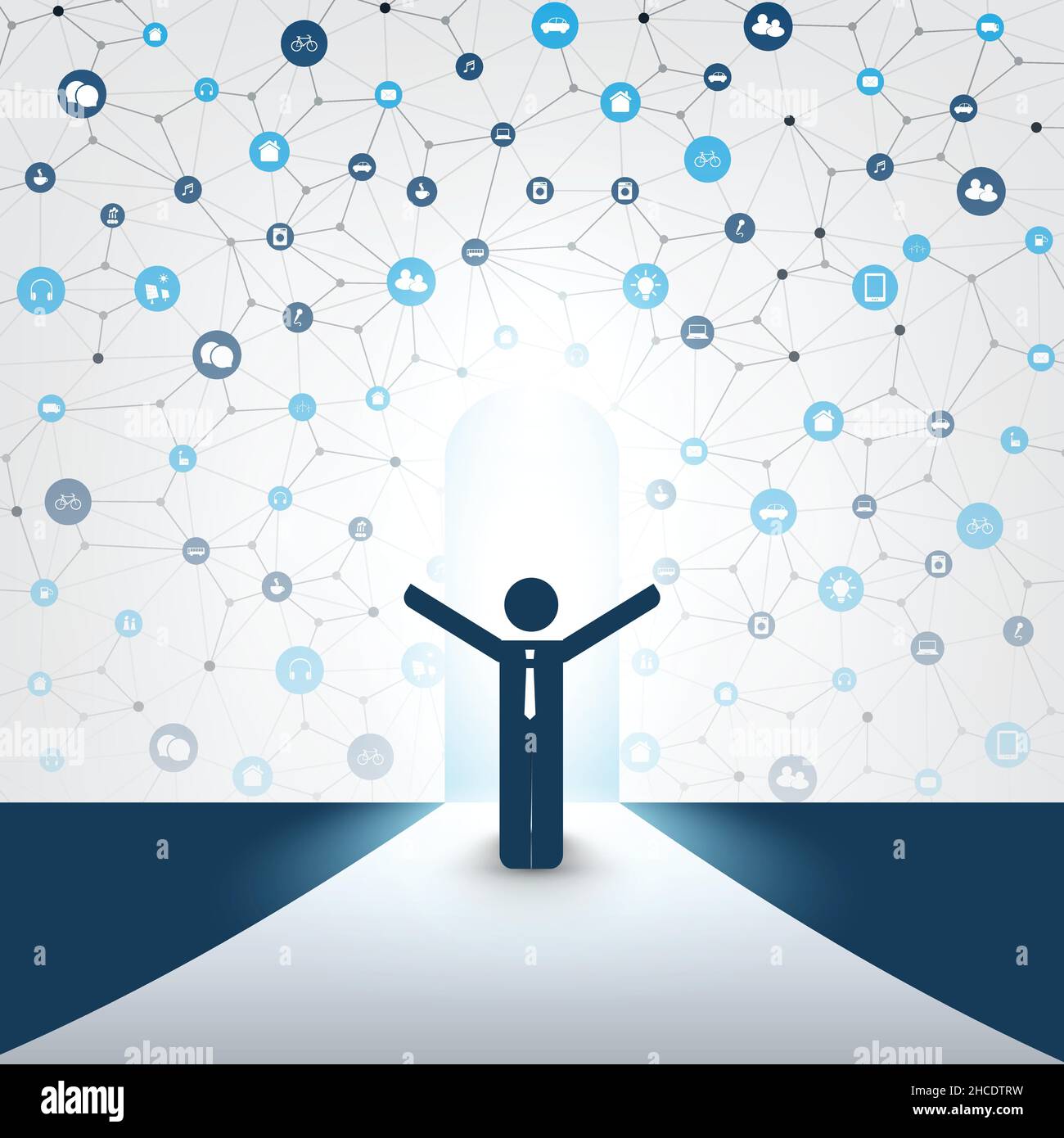 New Possibilities - Business, Solutions Finding, Cloud Computing Design Concept with a Standing ...