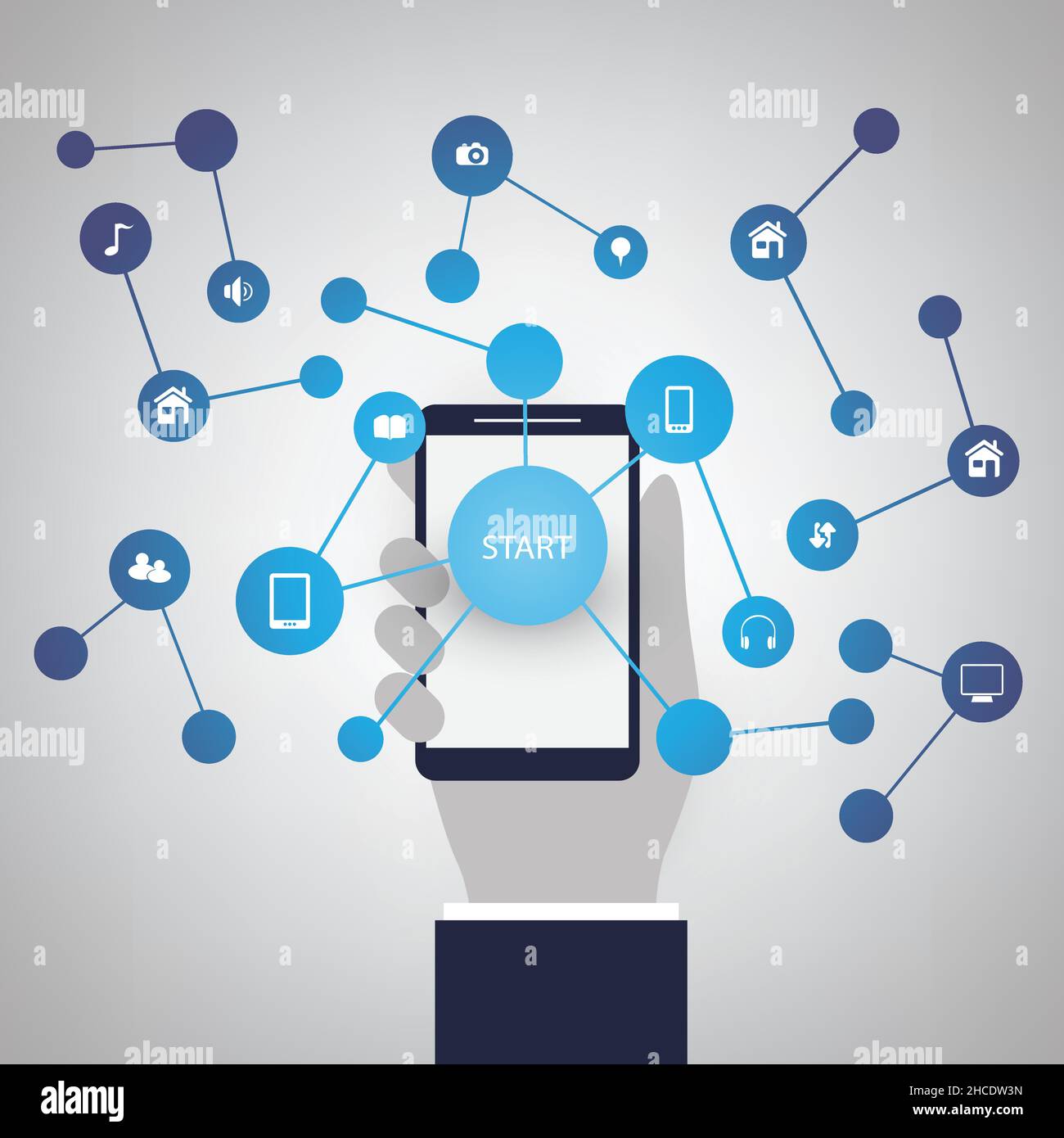 Internet of Things, Cloud Computing Design Concept with Icons - Digital Network Connections ...