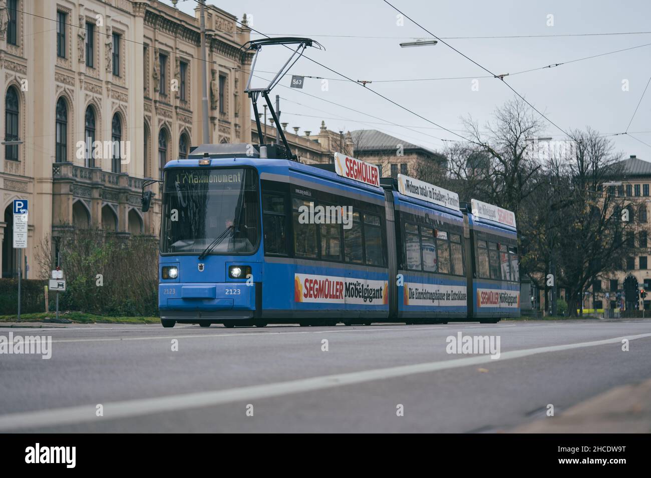 Tram on a street in Munich, Germany Stock Photo - Alamy