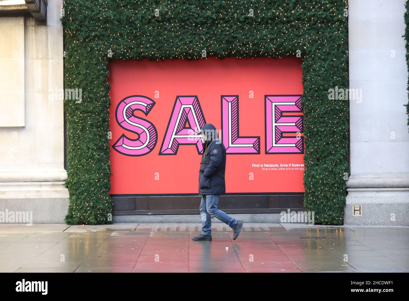 Sale signs in a shop on Oxford Street in London. Picture date: Tuesday ...