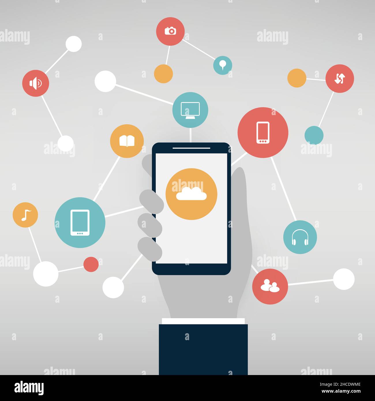 Colorful Internet of Things, Cloud Computing Design Concept with Icons ...