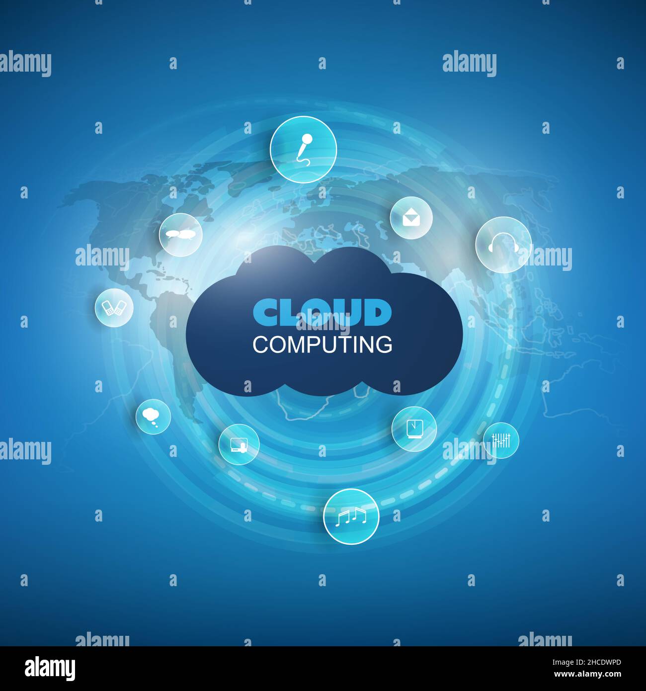 Internet of Things, Cloud Computing Design Concept with Icons - Digital Network Connections ...