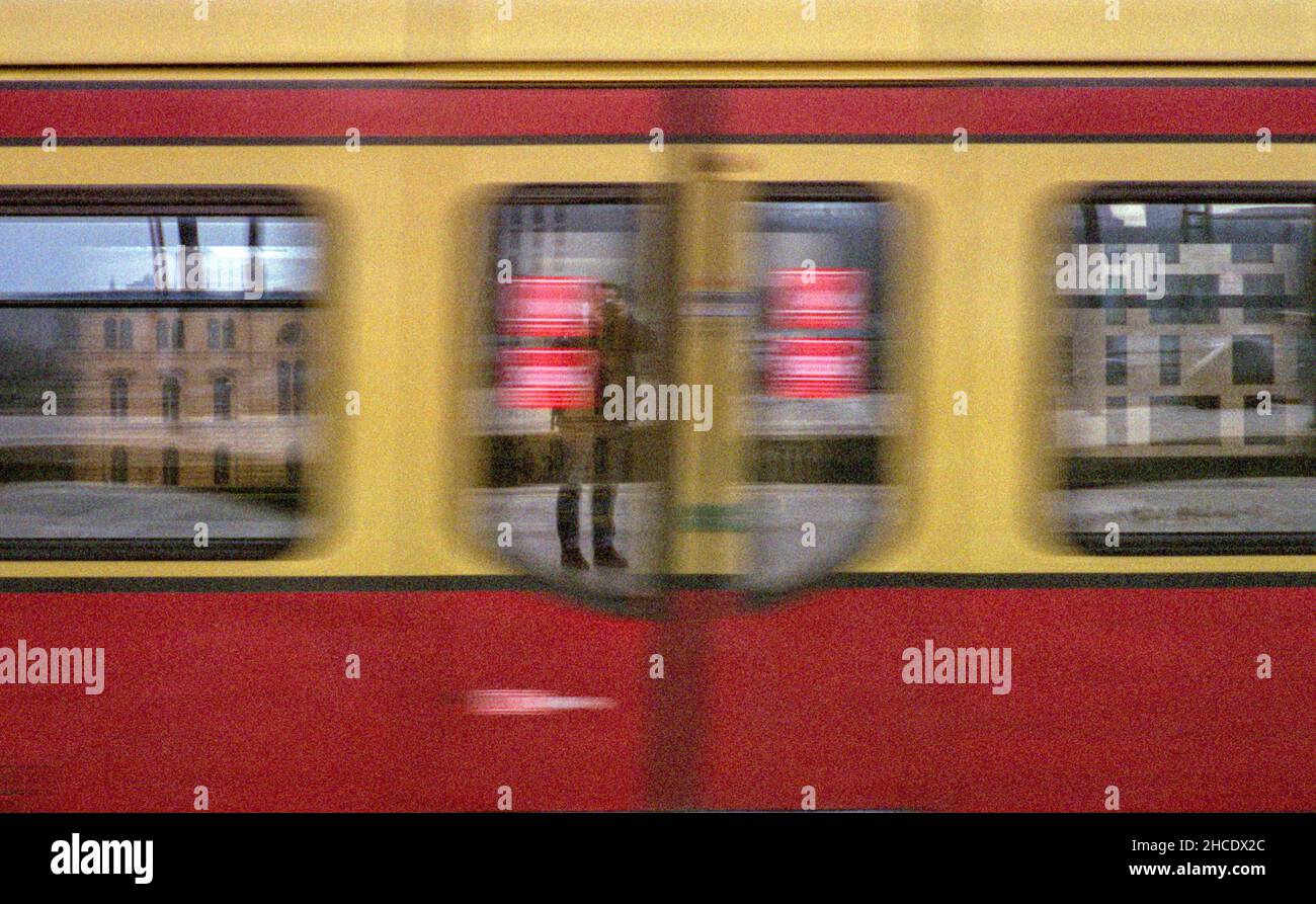 Berlin, Germany. A characteristicly colored S-Bahn Train passing by ...