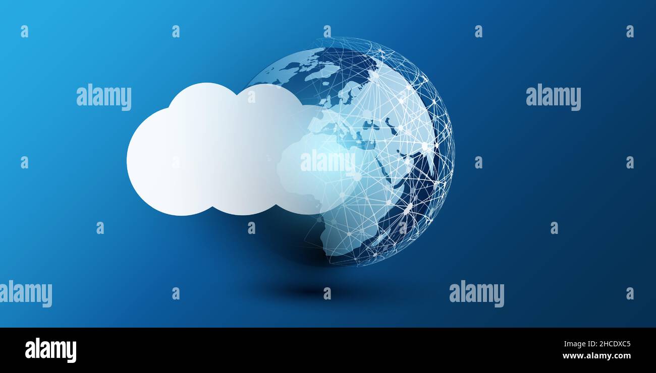 Cloud Computing Design Concept - Digital Connections, Technology Background with Earth Globe ...