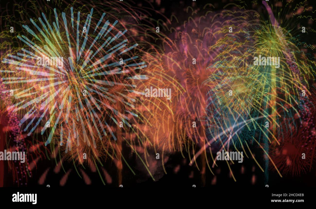 Fireworks Display During Dark Sky. Happy New Year 2022 Stock Photo - Alamy