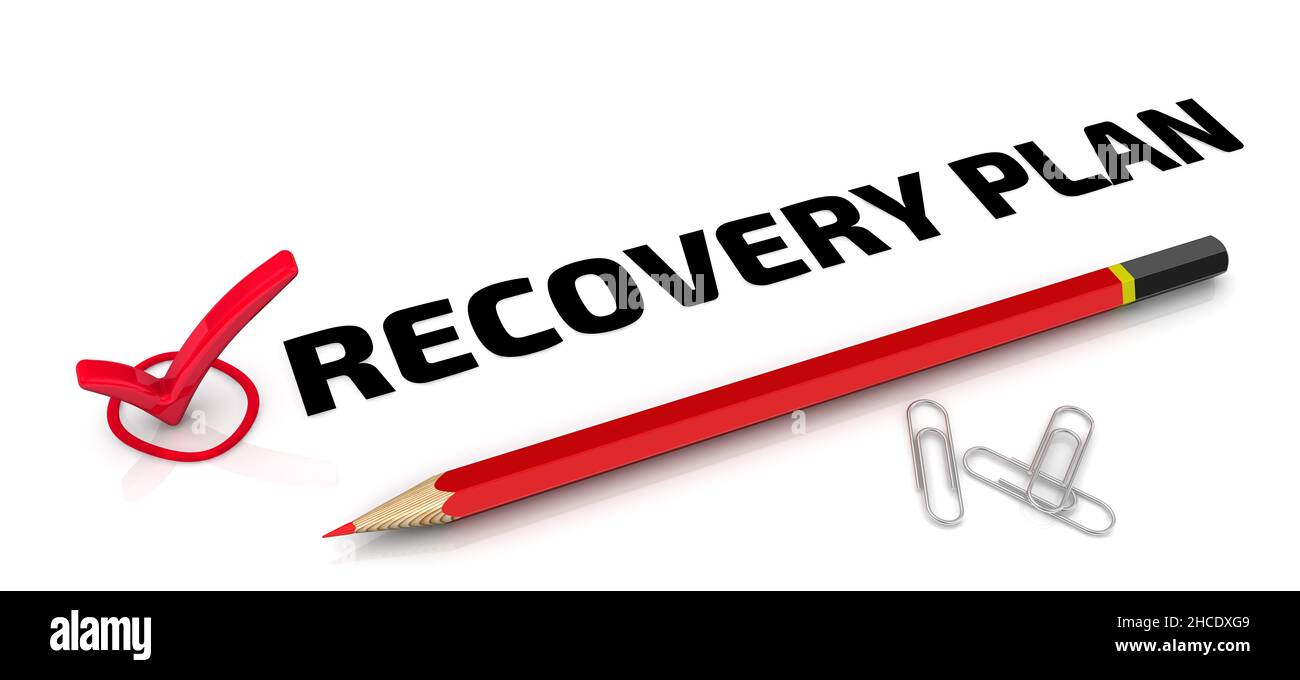 Recovery plan. The check mark. One red check mark with black text ...