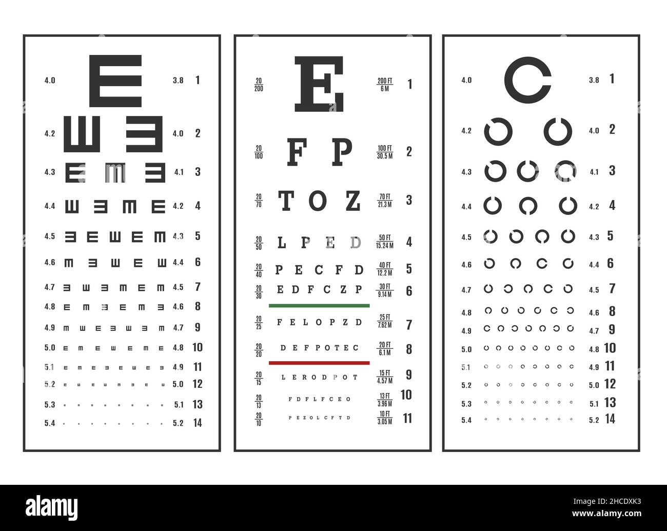 Eye Test Chart Optician Optometry Optometrist Exam Visual Stock Vector ...