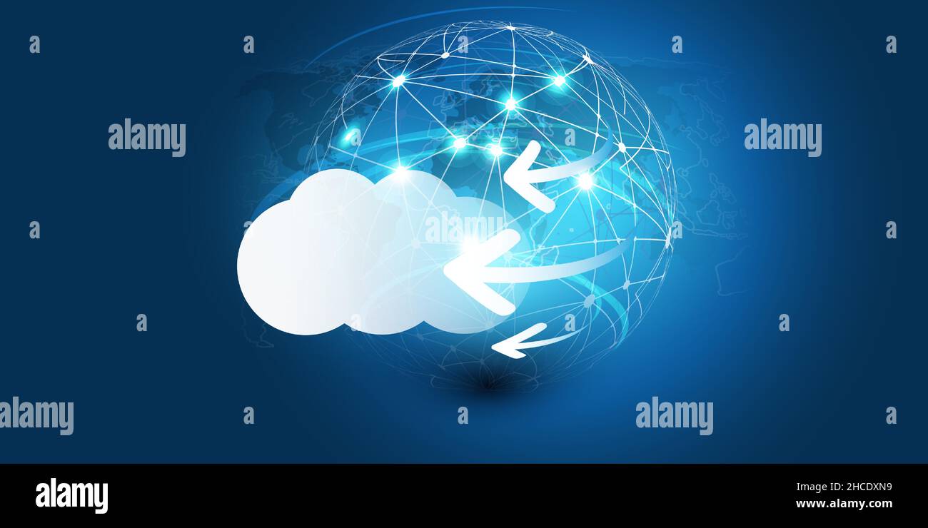Cloud Computing Design Concept - Digital Connections, Technology Background with Earth Globe ...