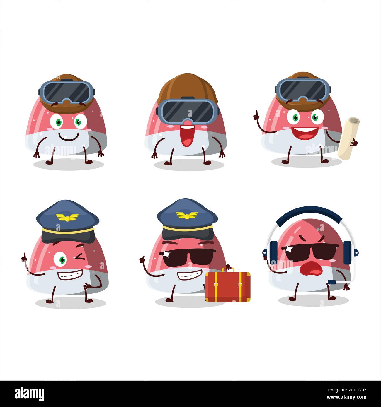Pilot cartoon mascot pufflettes gummy candy with glasses. Vector ...