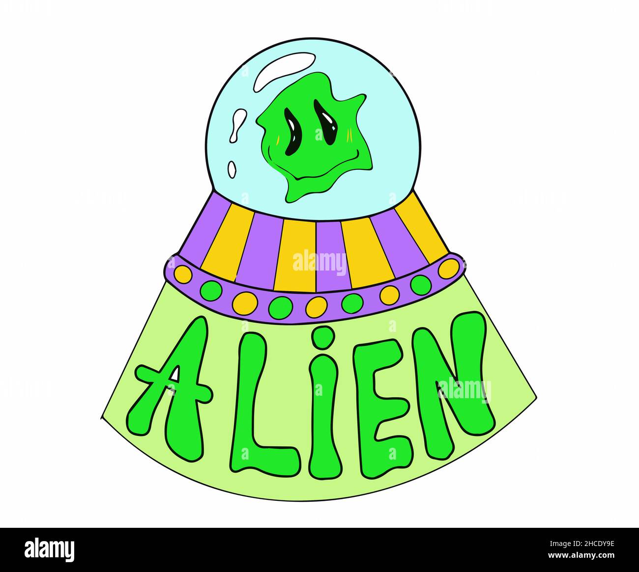 Alien Magic Psychedelic for mascot and merchandise illustrations Stock ...