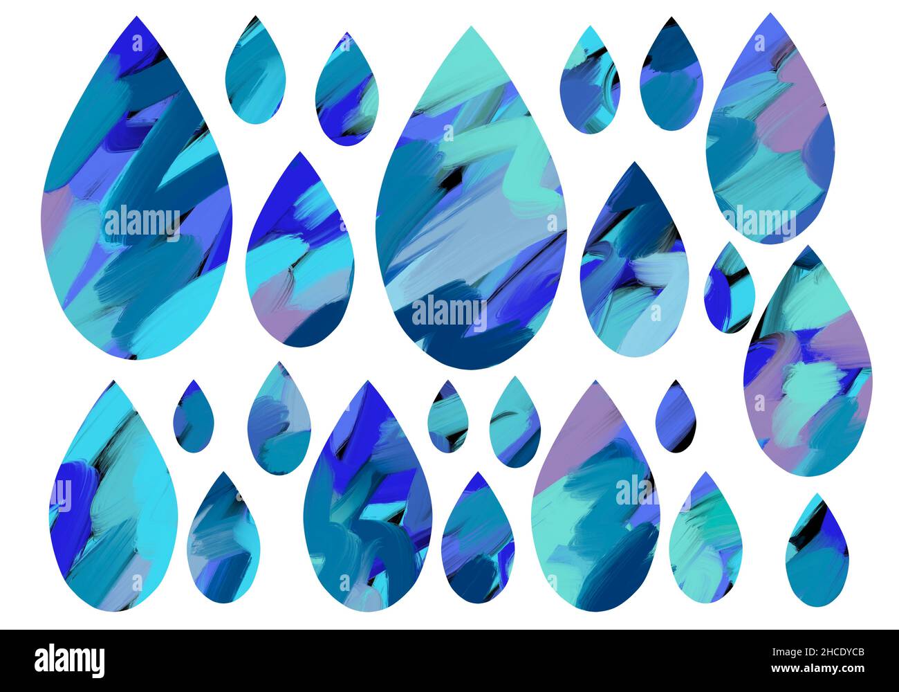 Set with coloured water rain drops for stickers and postcard and cards ...