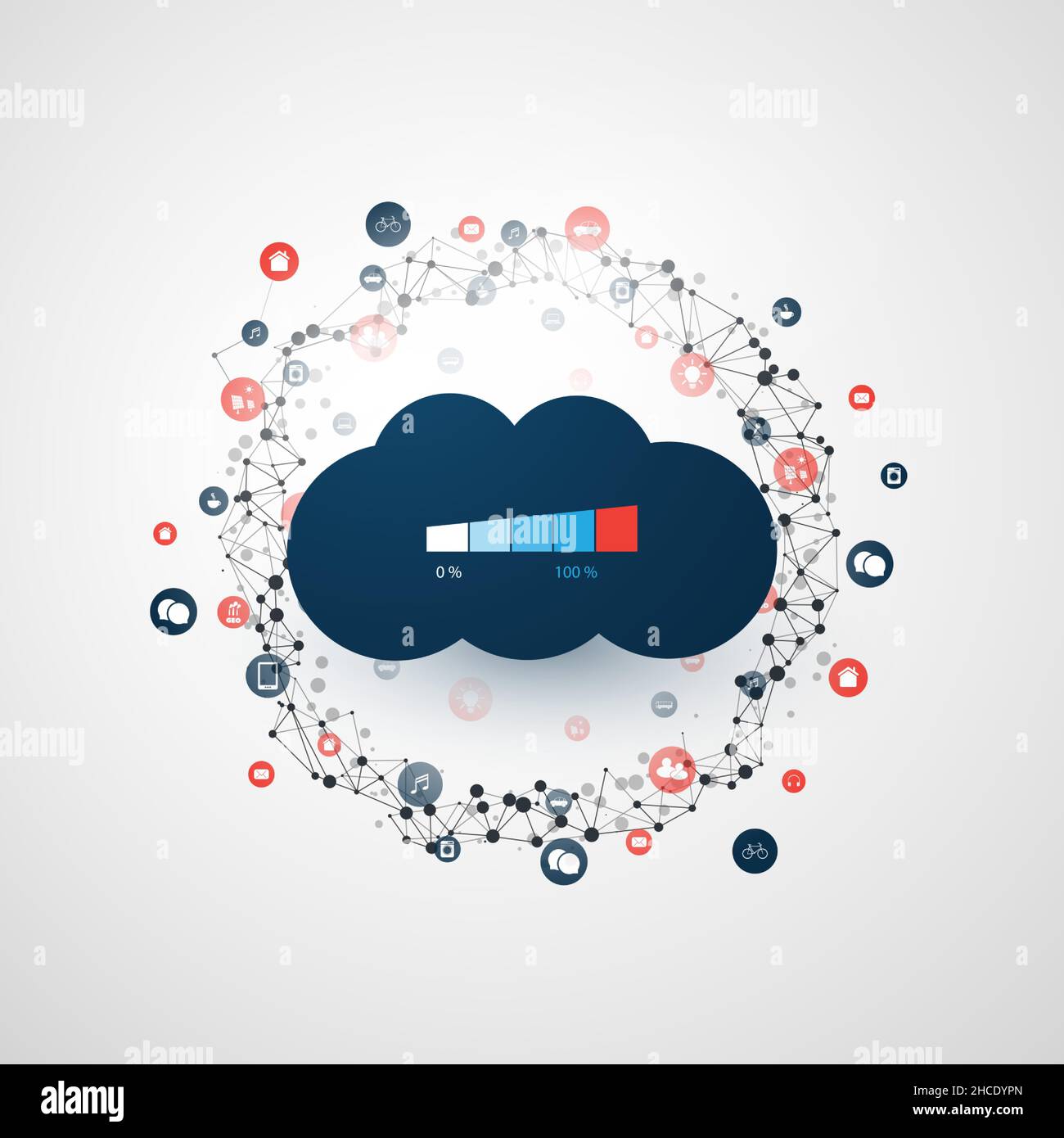Cloud Computing Technology Design Concept with Cityscape - Overloaded Digital Network ...