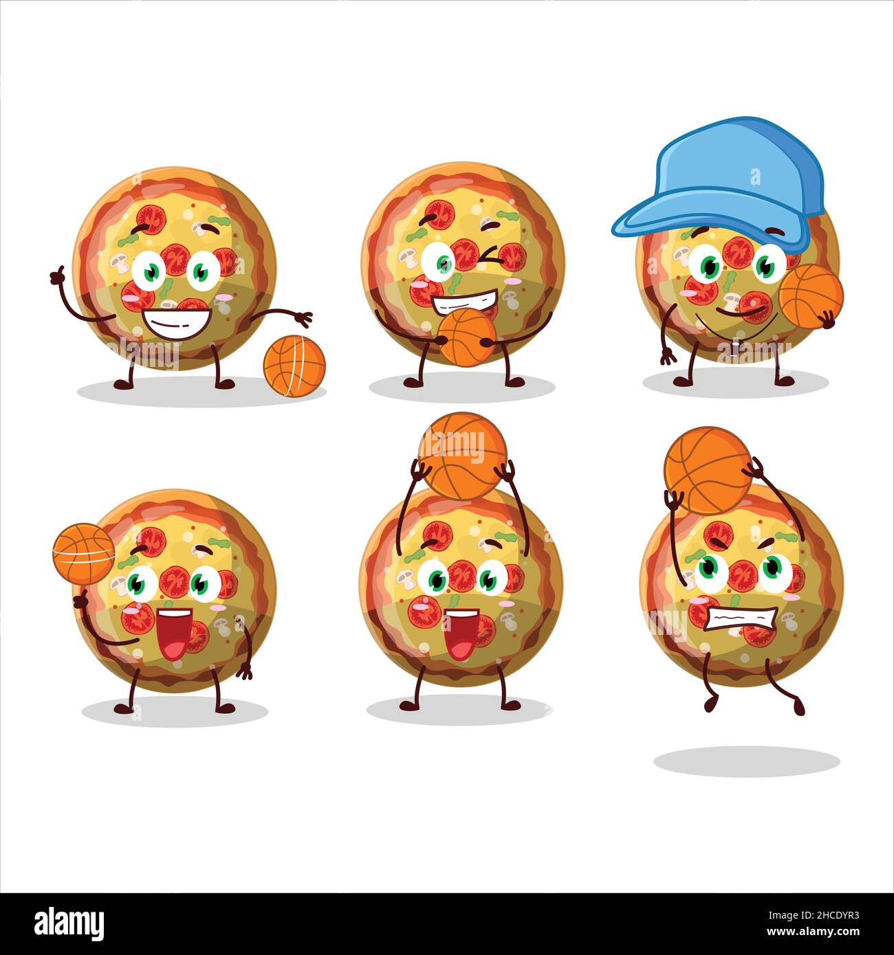 Talented pizza gummy candy cartoon character as a basketball athlete ...