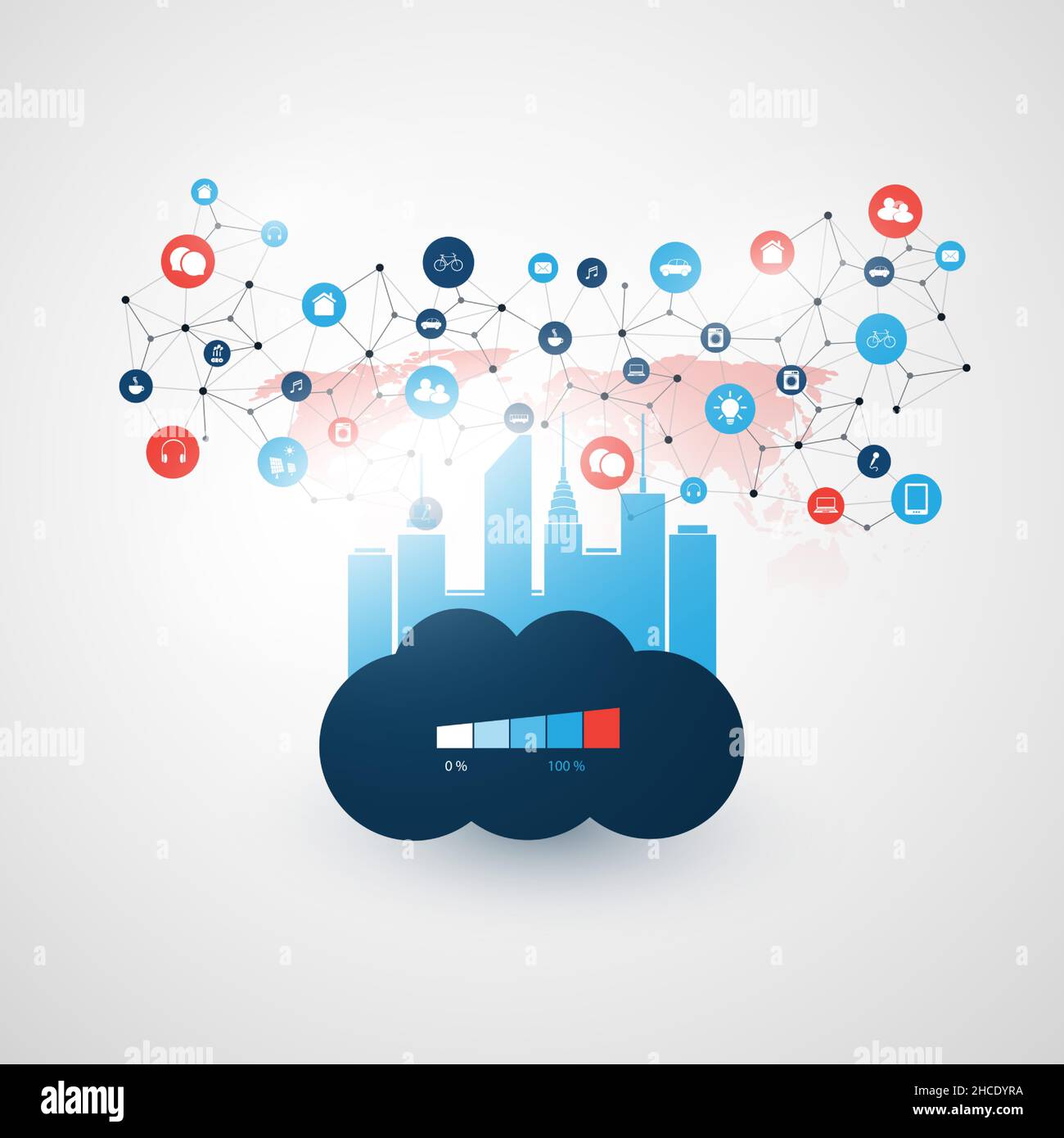 Smart City, Cloud Computing Technology Design Concept with Cityscape ...