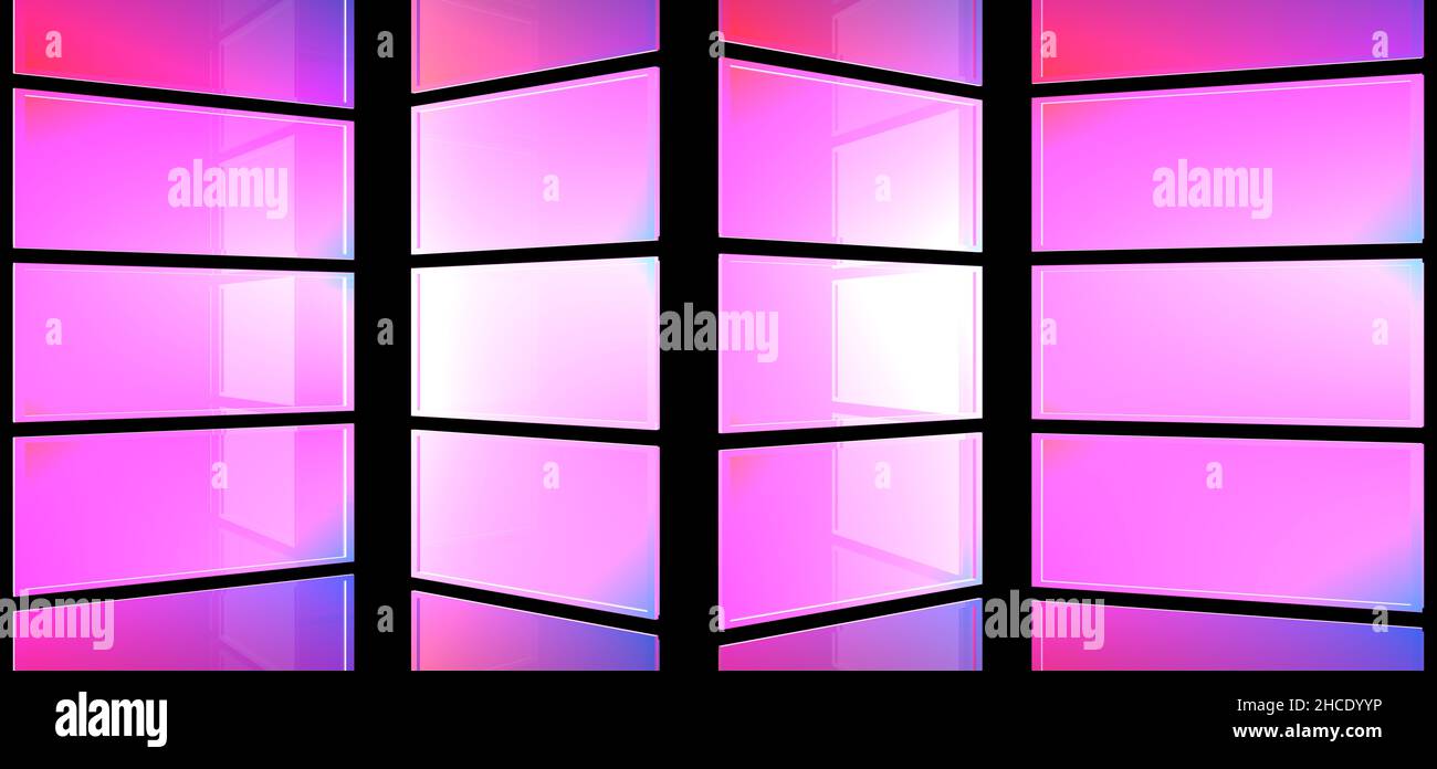 Colored neon screen on a black background.Pink neon frames glowing ...
