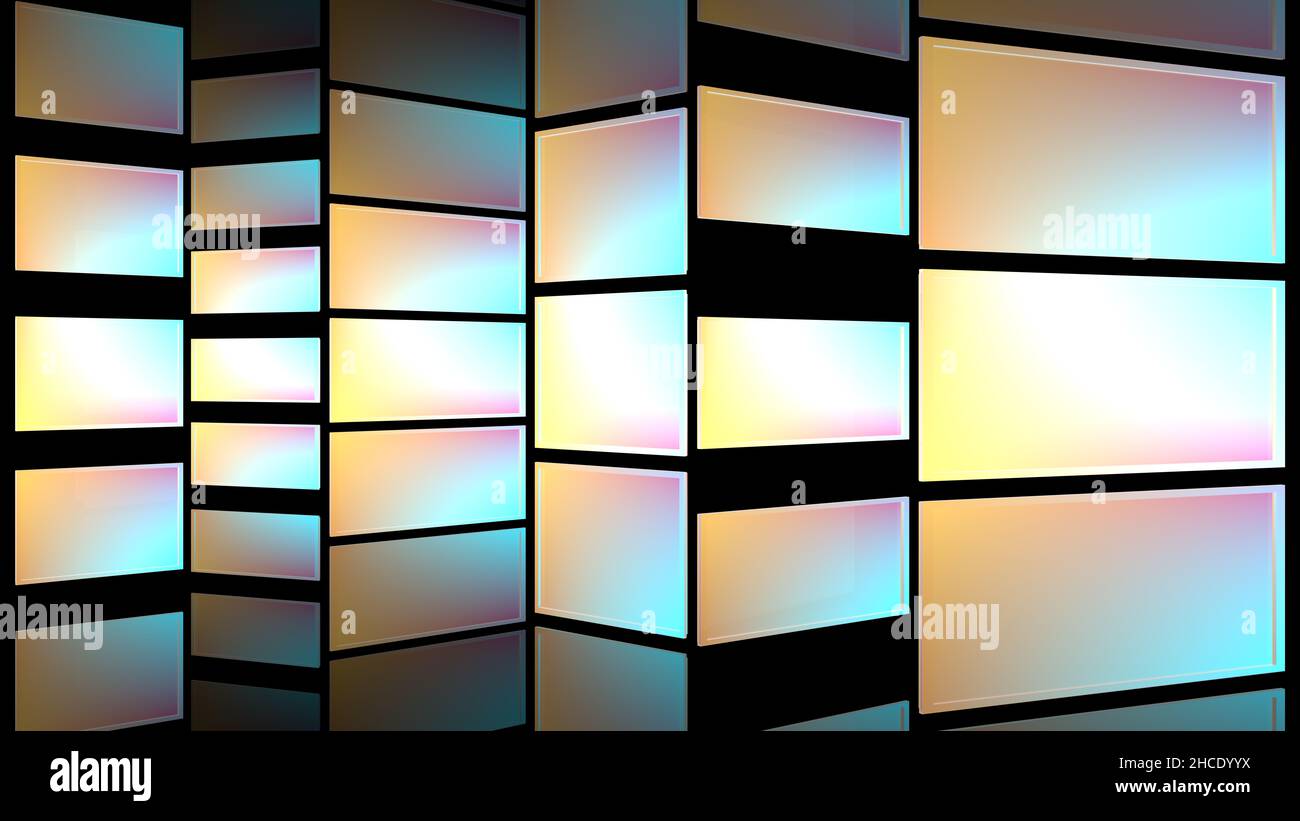 The Colored neon screen on a black background.Yellow-pink orange neon ...